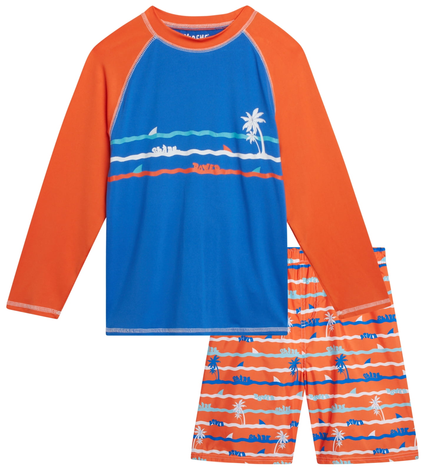 IXtreme Boys' Rash Guard Swim Set, 2-Piece Long Sleeve Shirt and Shark ...