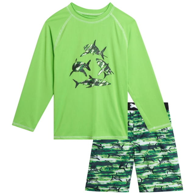 iXtreme Boys' Rash Guard Set - 2 Piece Long Sleeve Swim Shirt and Swim ...