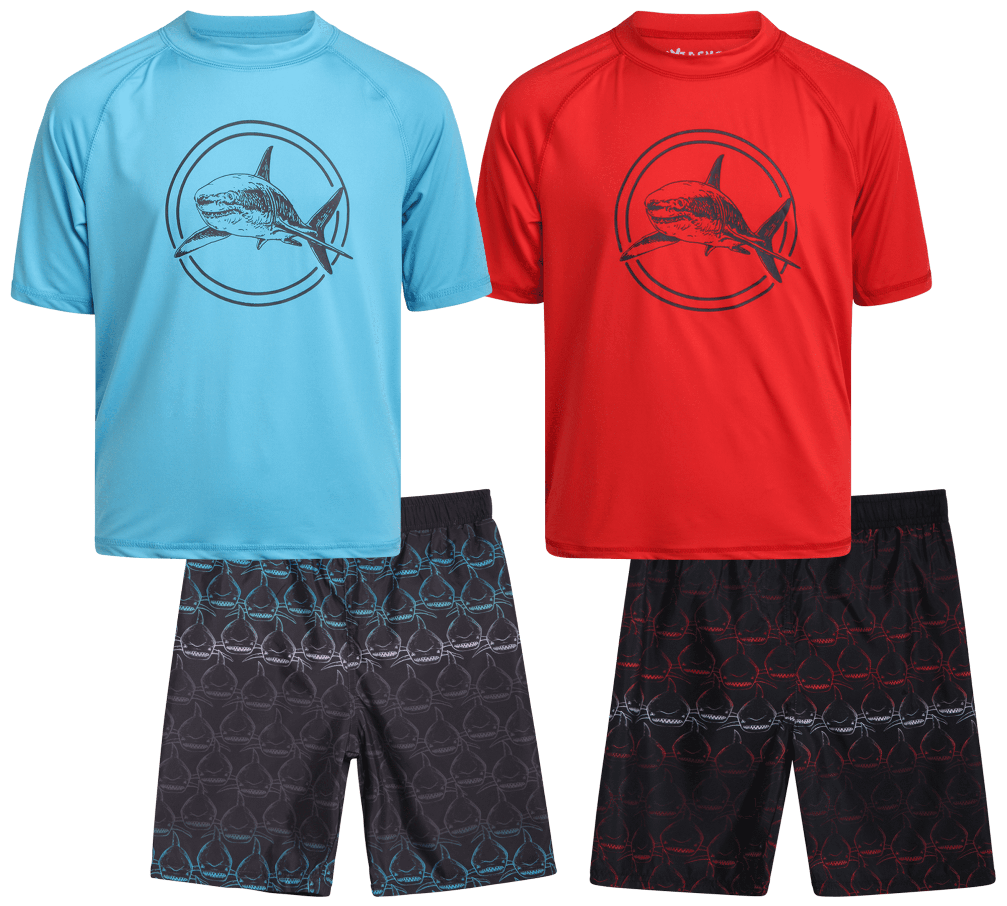 iXtreme Boys' Rash Guard Set - 4 Piece UPF 50+ Swim Shirt and Bathing ...