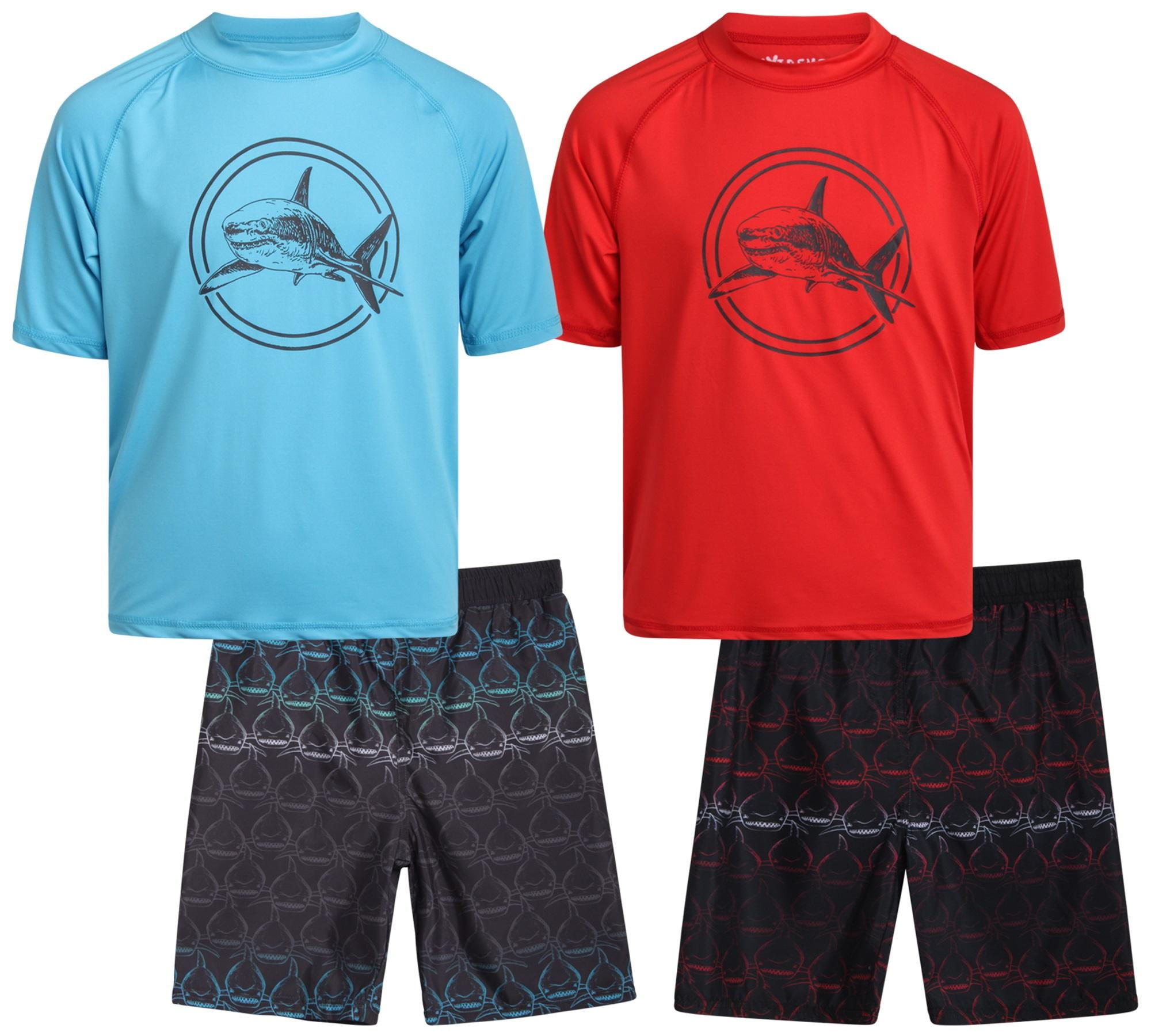 iXtreme Boys' Rash Guard Set - 4 Piece UPF 50+ Swim Shirt and Bathing ...