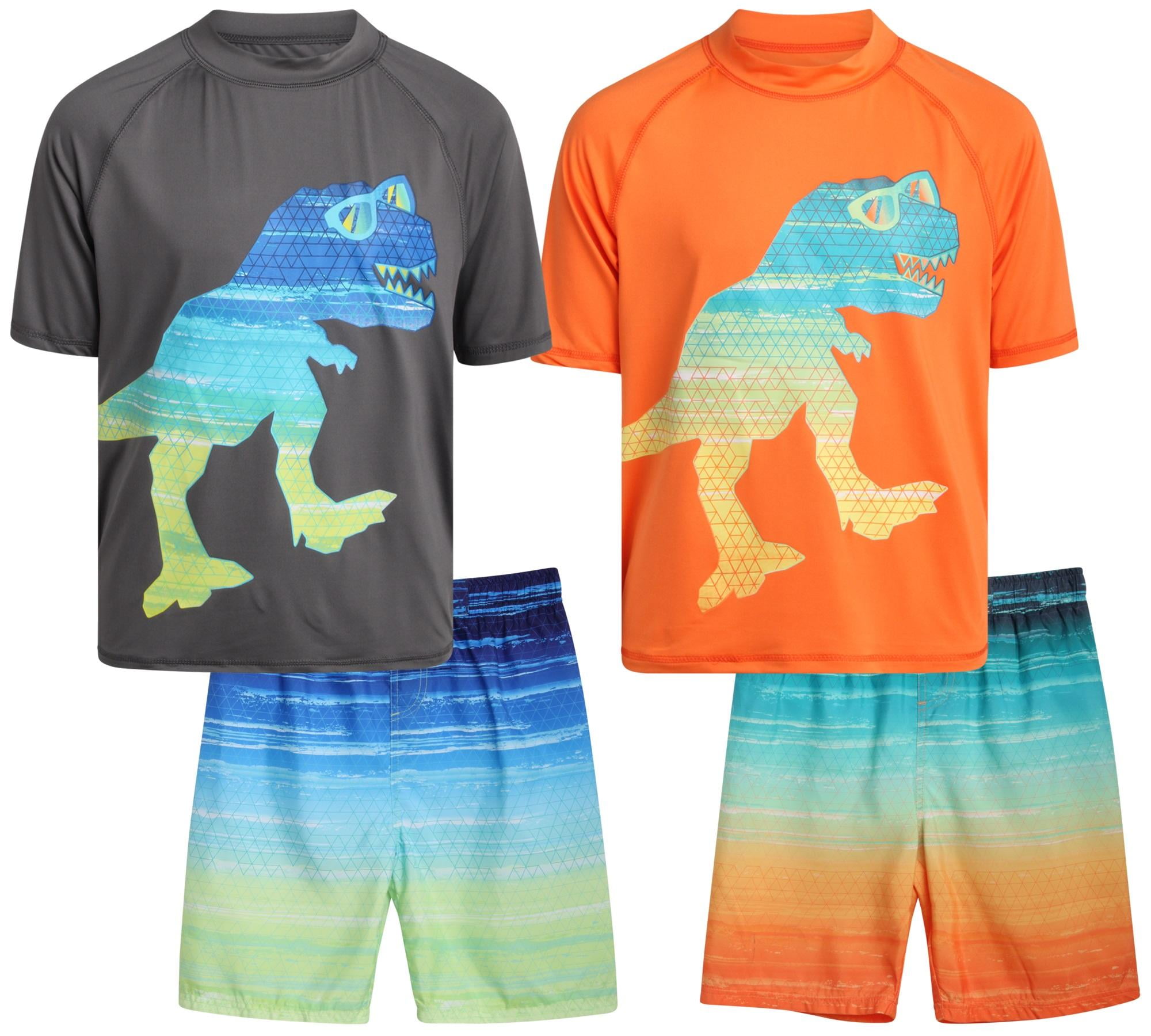 iXtreme Boys' Rash Guard Set - 4 Piece UPF 50+ Swim Shirt and Bathing ...