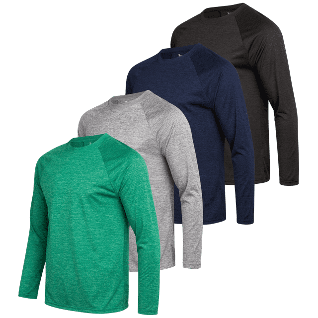 iXtreme Men’s Active T-Shirts - 4 Pack Performance Dry Fit Long Sleeve ...