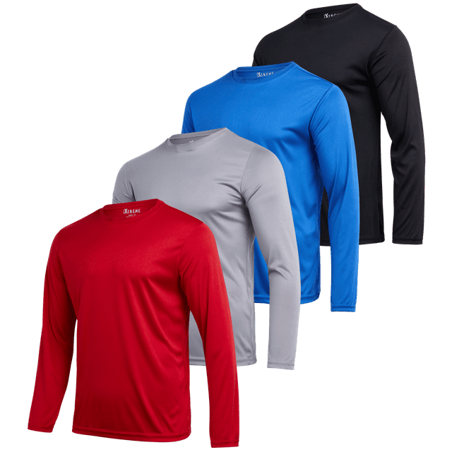 iXtreme Men's 4 Pack Long Sleeve Dry-Fit Performance Athletic T-Shirts ...