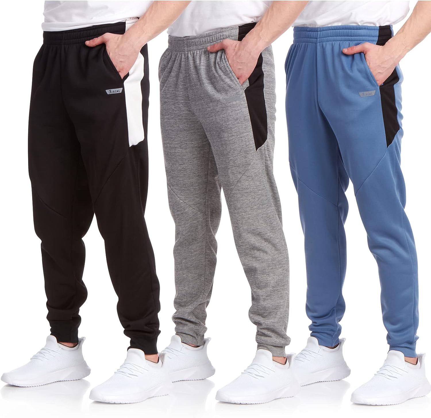 iXtreme Men's Active Fleece Joggers - 3 Pack Lightweight Sweatpants for ...