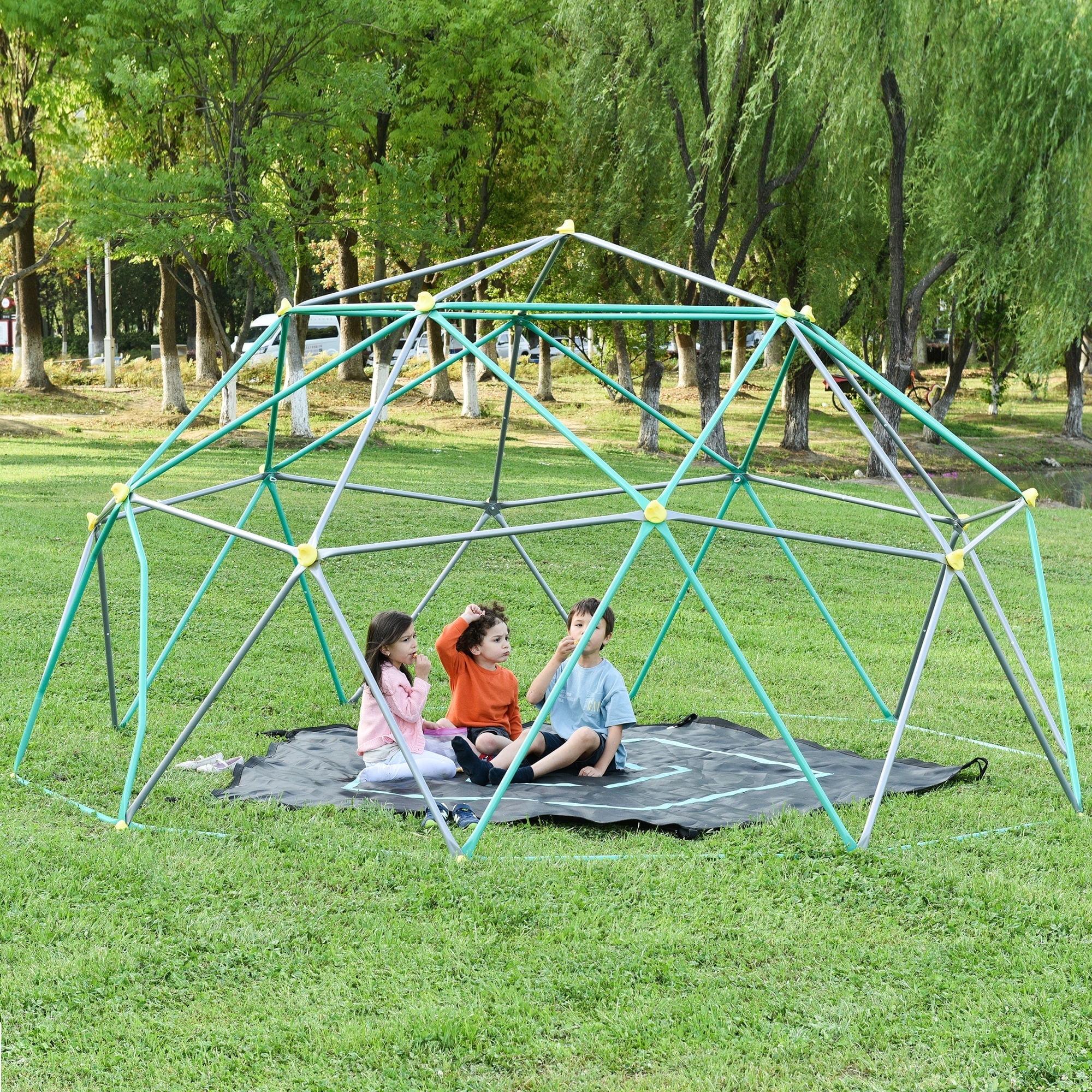 iYofe 10 FT Climbing Dome with Hammock, Outdoor Play Equipment ...