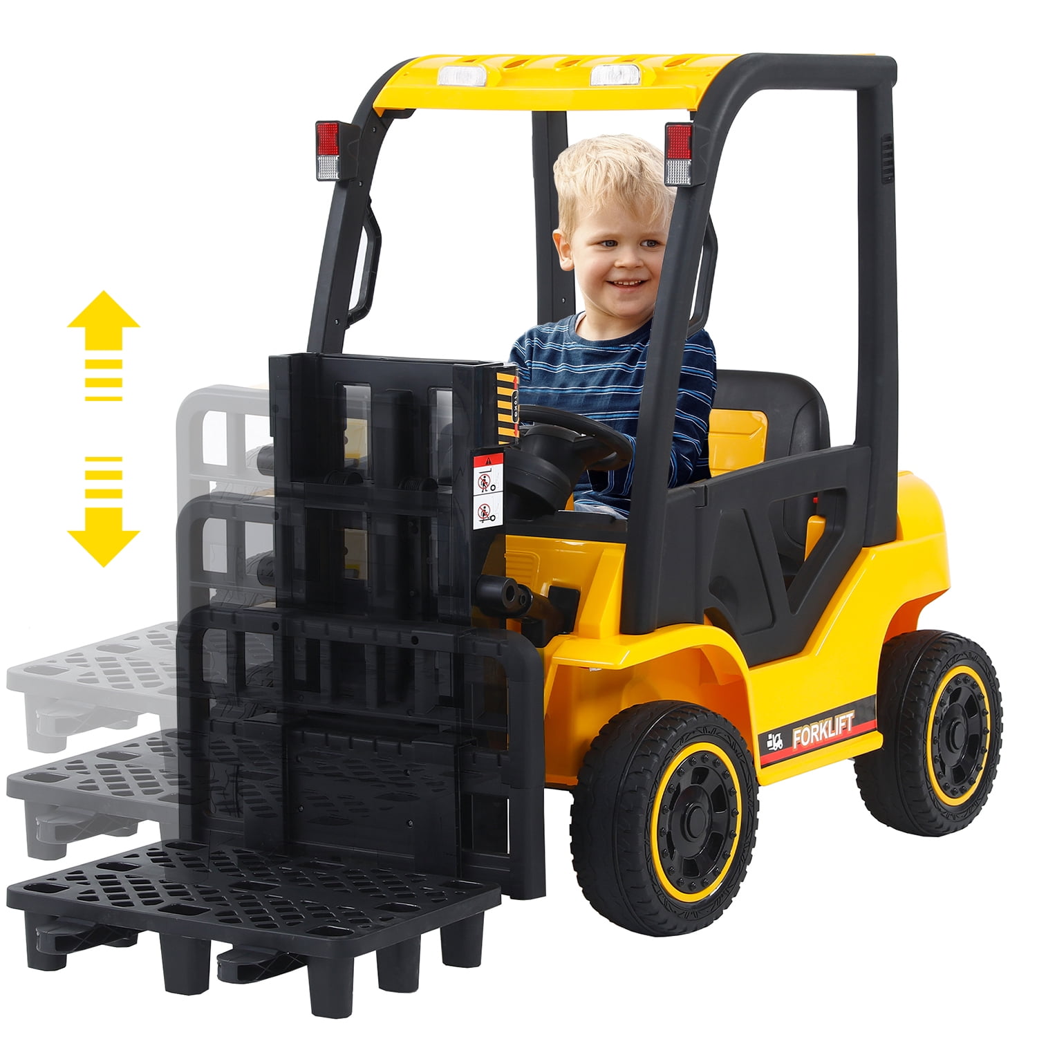 iYofe 12V Toddler Forklift Ride-On Toy with Remote Control, Pallet Lift ...