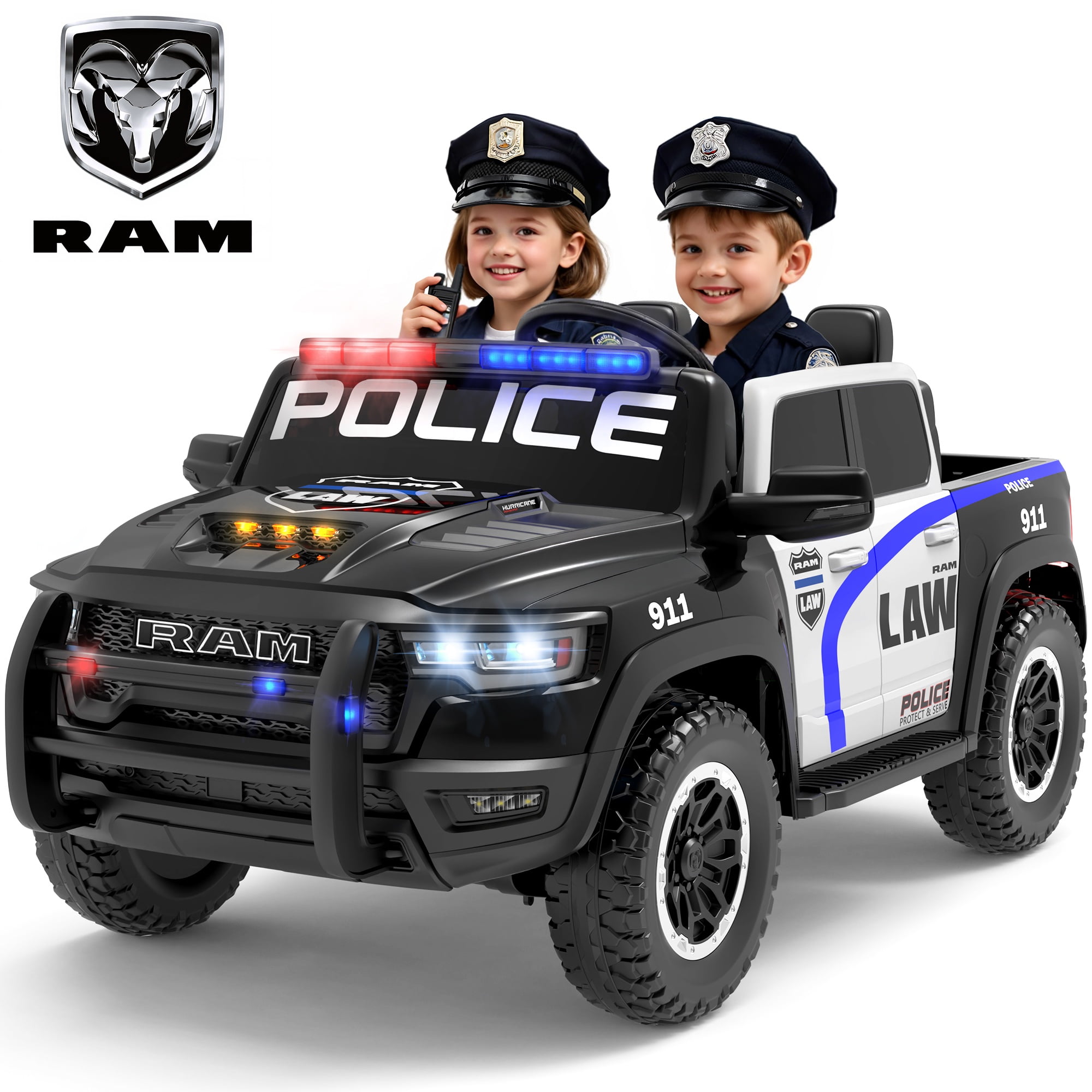 CASEMIOL 2-Seater 24V Kids Ride on Police Car with Remote Control ...