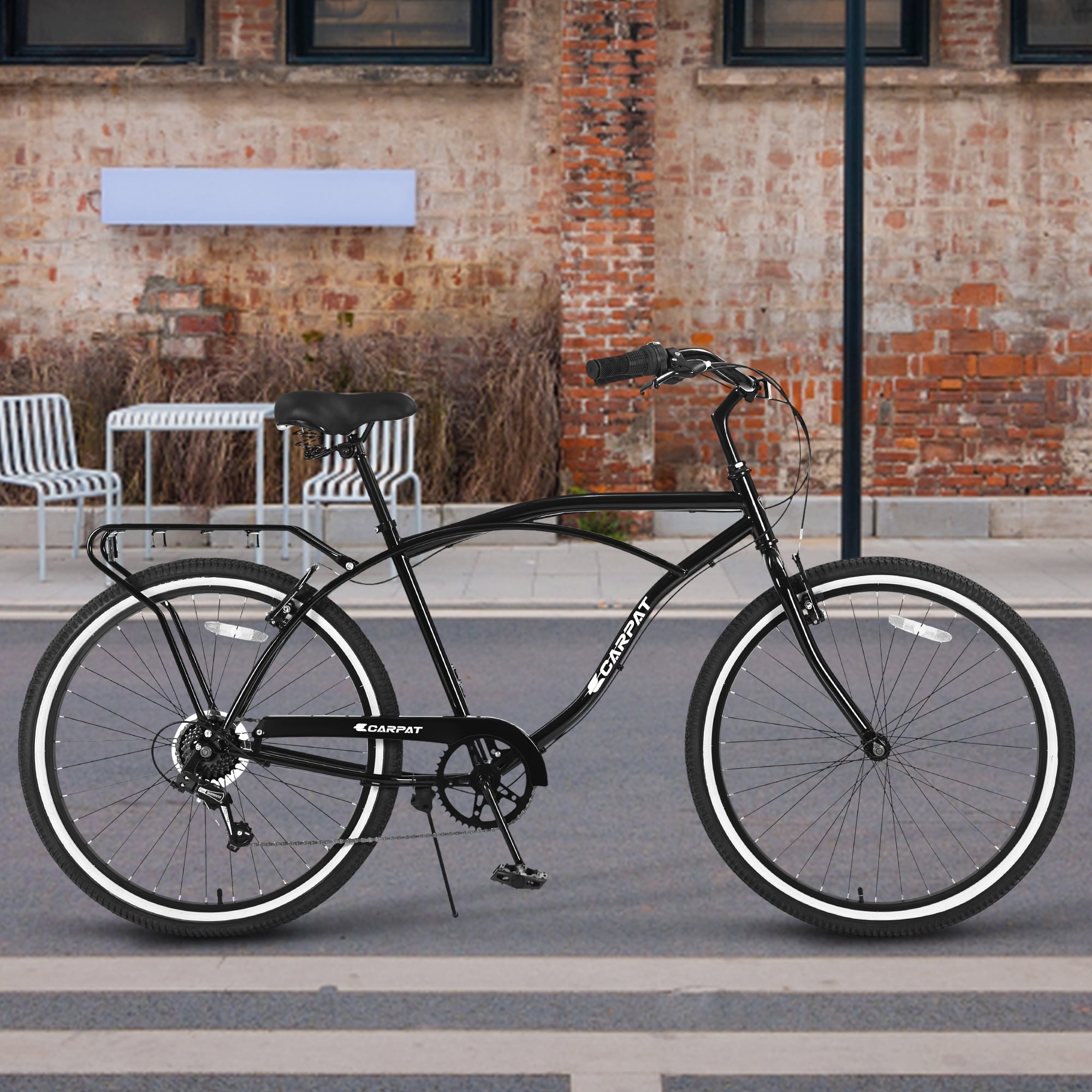 iYofe 26 inch 7-Speed Cruiser Bike, Comfortable Adult Beach Bicycle ...