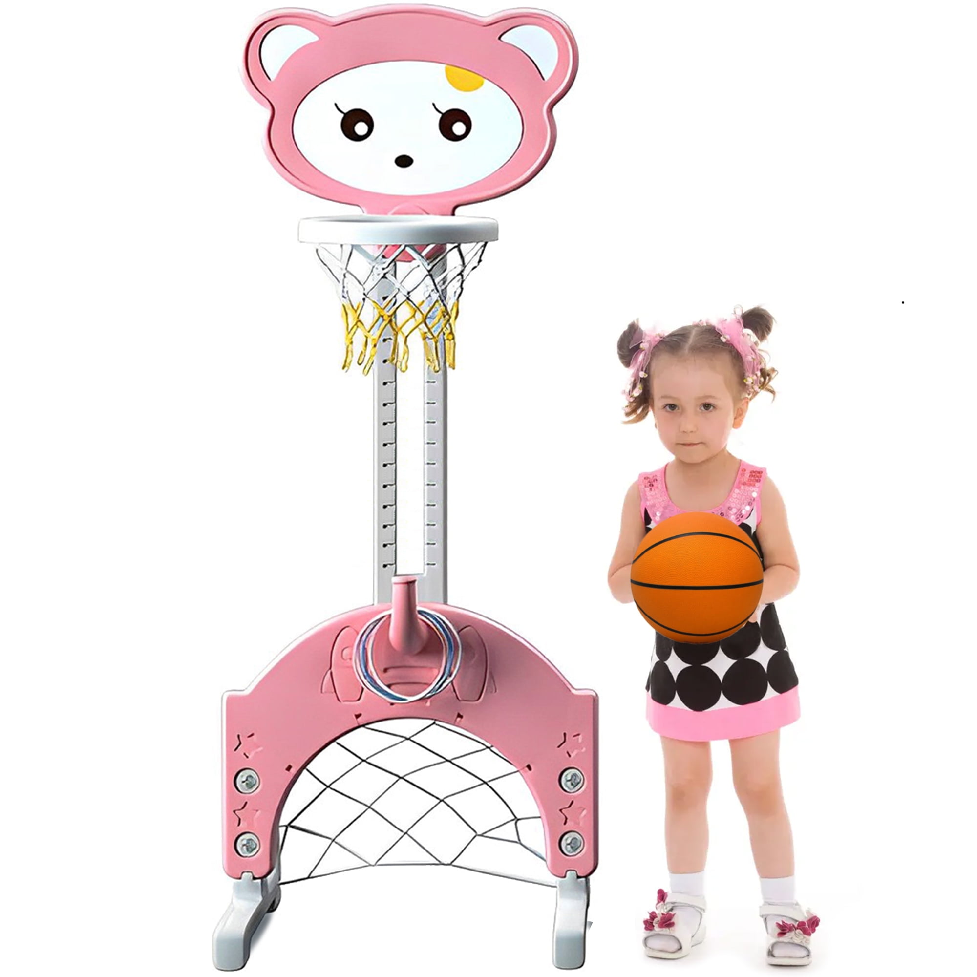 iYofe 3-in-1 Basketball Stand for Kids Toddler Basketball Stand with ...