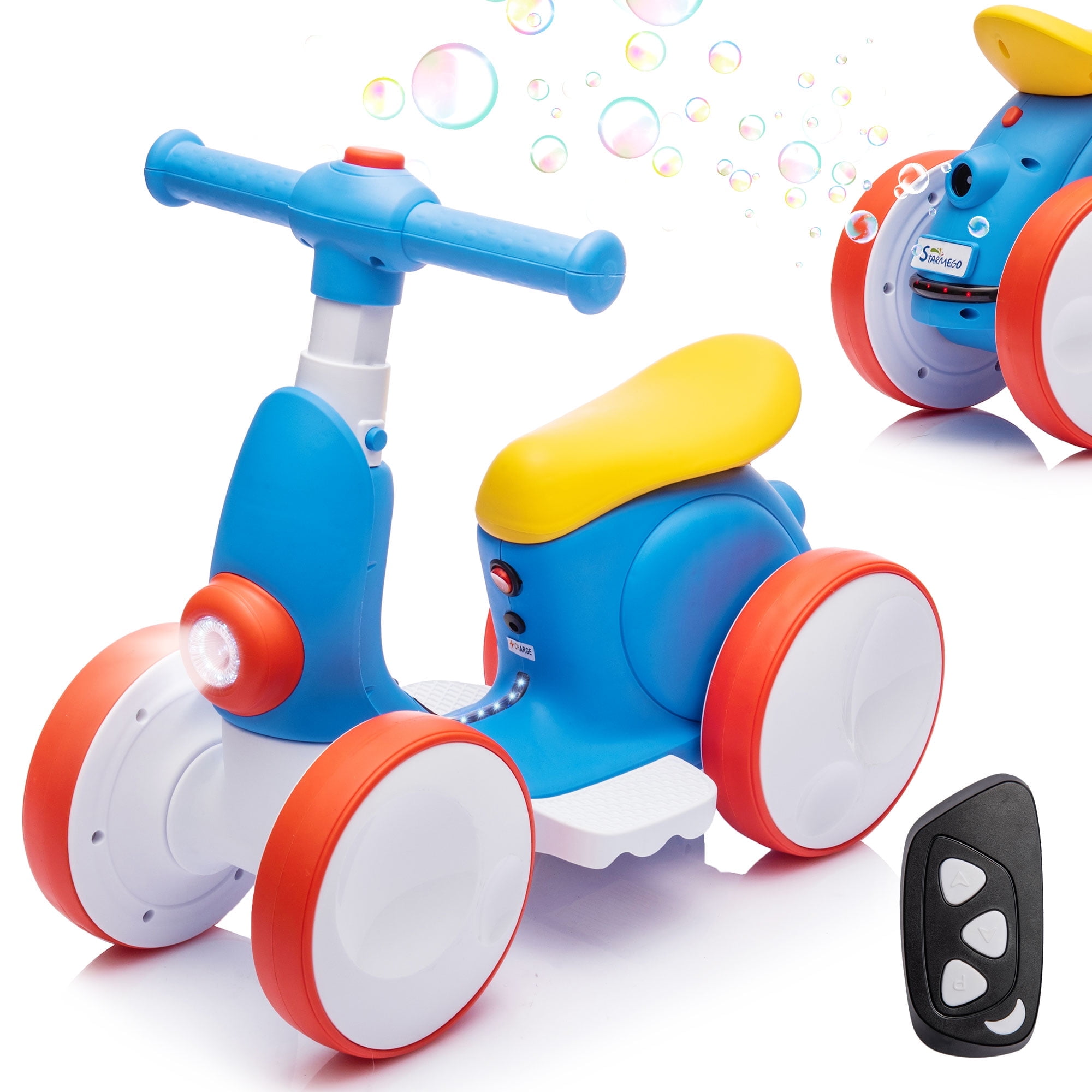 iYofe 6V Kids Ride on Toy, Electronic Vehicle with LED, Music, Bubble ...