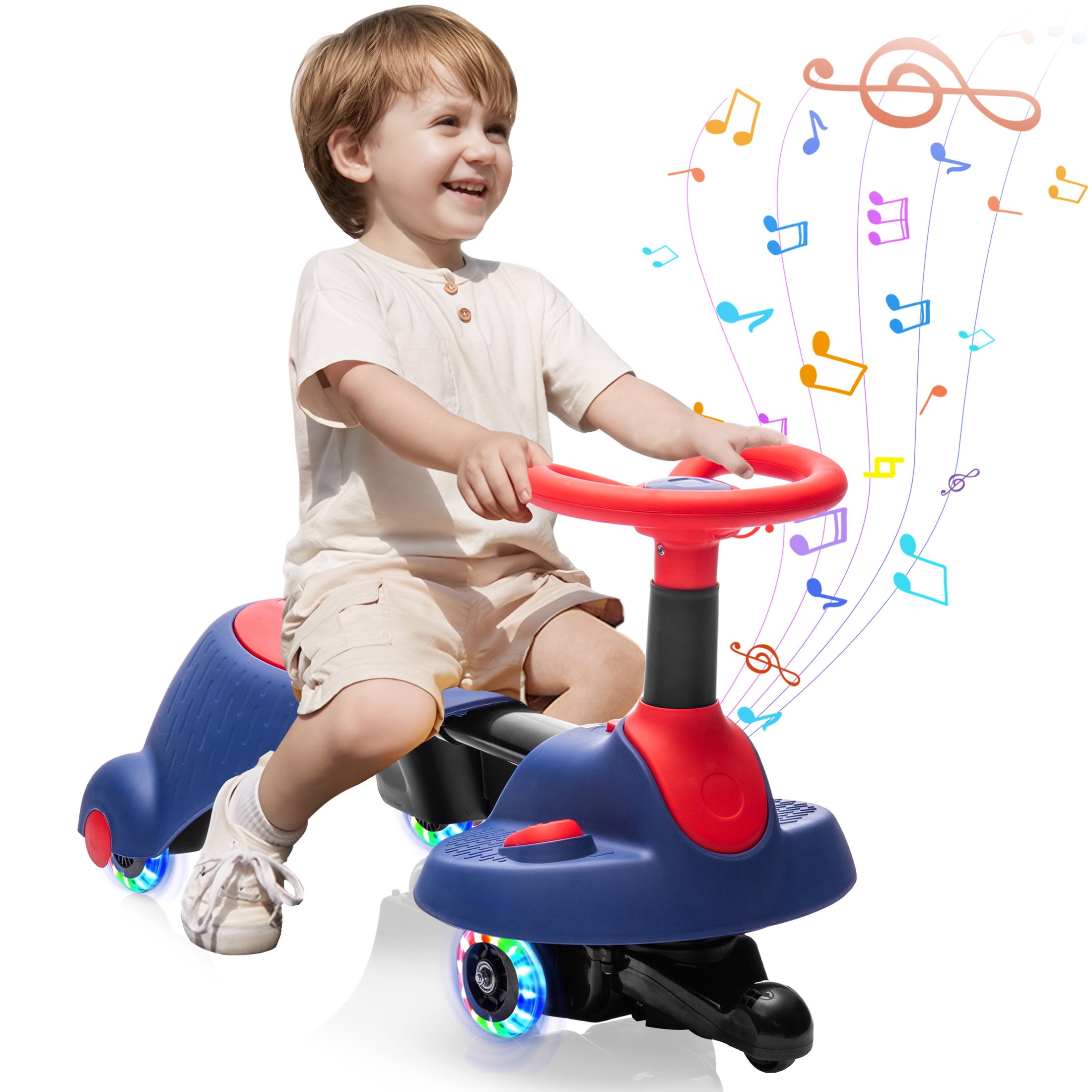 iYofe 2-in-1 Wiggle Car with Pedal & Flashing Wheels for Indoors ...