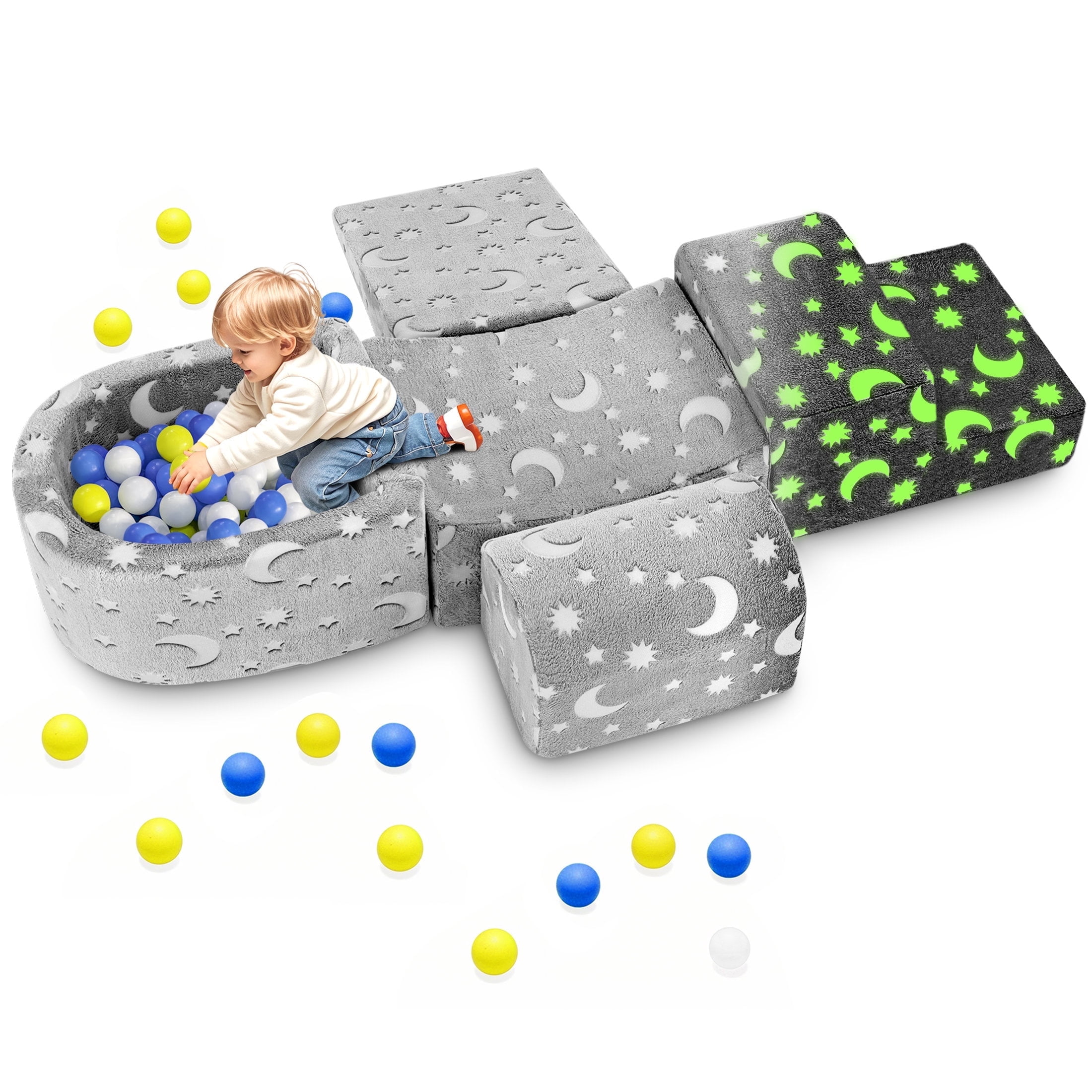 iYofe Climbing Toys for Toddlers 1-3, Foam Climbing Blocks and Ball Pit ...