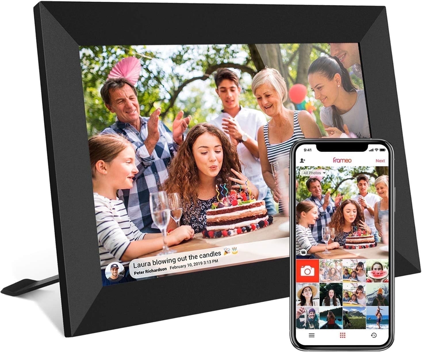 FRAMEO Digital Photo Frame, 10.1" WiFi HD Touch, 1280x800 IPS, 32GB ...