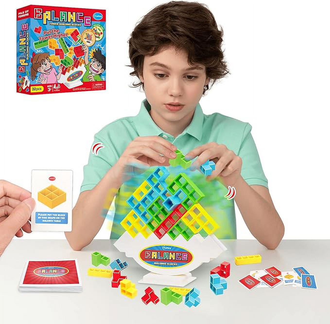 iYuePeng 32 Pcs Tetra Balance Tower Stacking Games Team Building Blocks ...