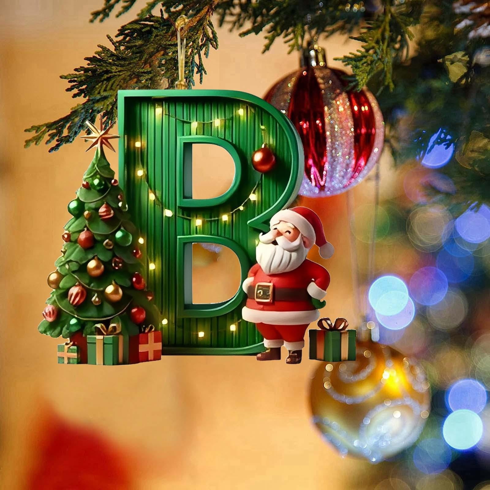 iZZZHH Christmas Tree Decorations - 2D Acrylic Santa Figure & 26 ...