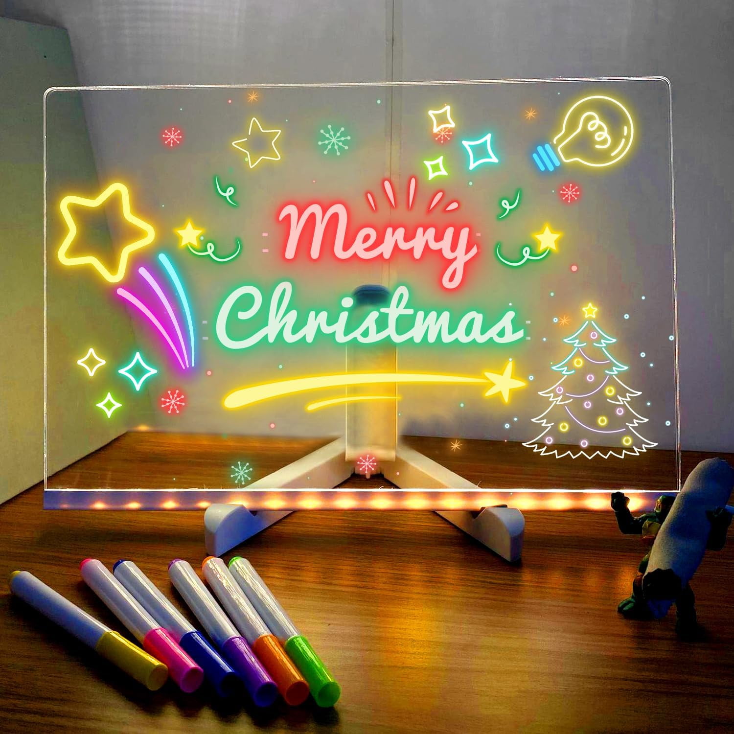 iZZZHH Colorful LED Acrylic Note Board - Illuminated Message Board with ...