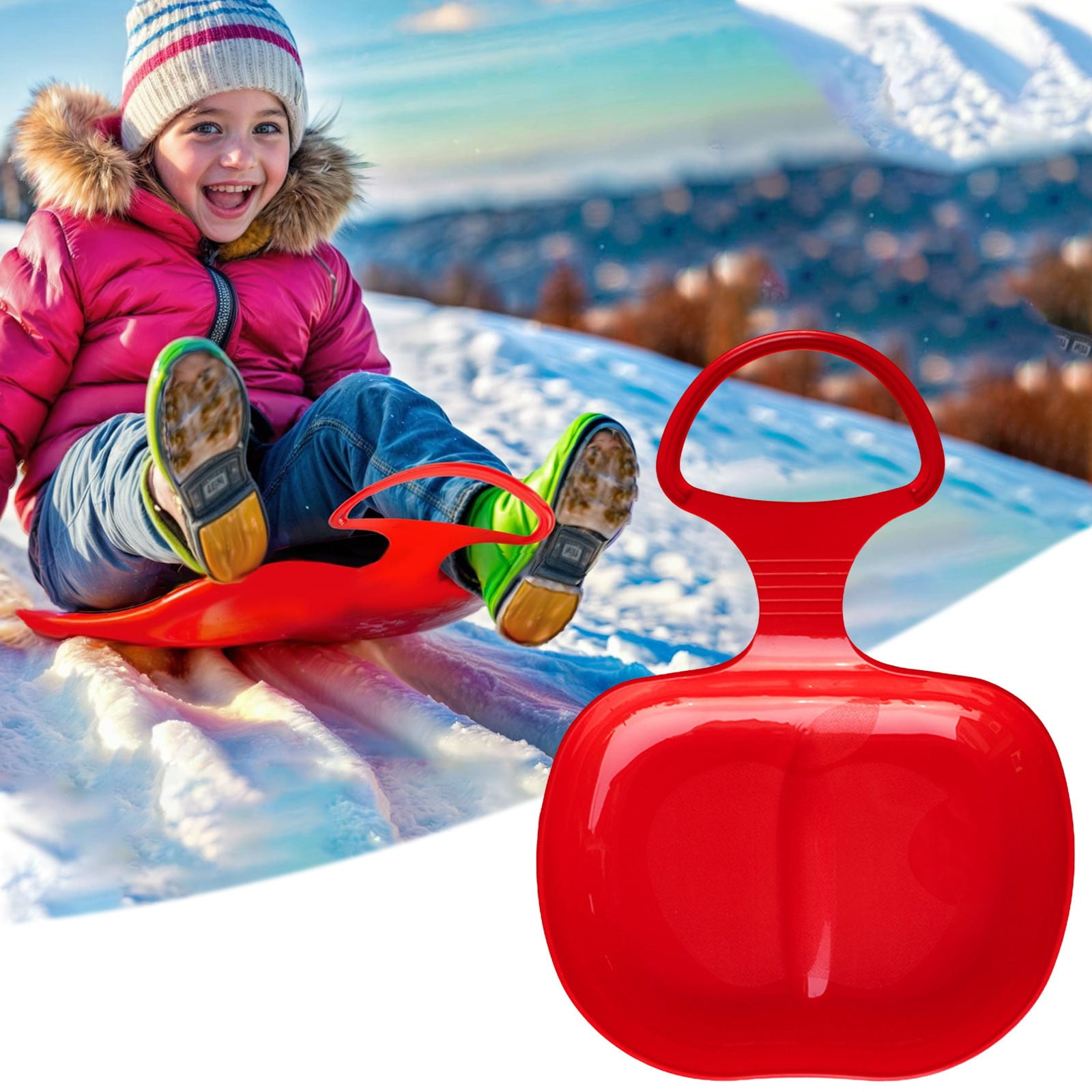iZZZHH Kids' Snow Sledge with Handle | Fun Butt Slider for Tobogganing ...