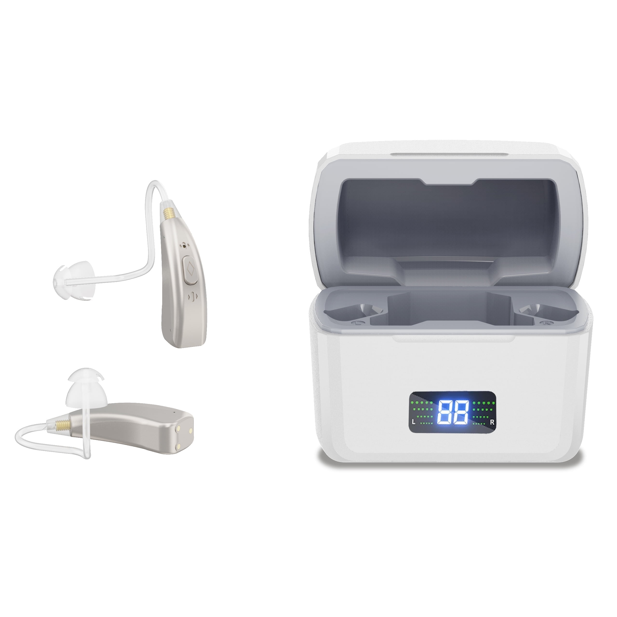 iadr Behind-The-Ear Hearing Aids for Seniors, Rechargeable Digital ...