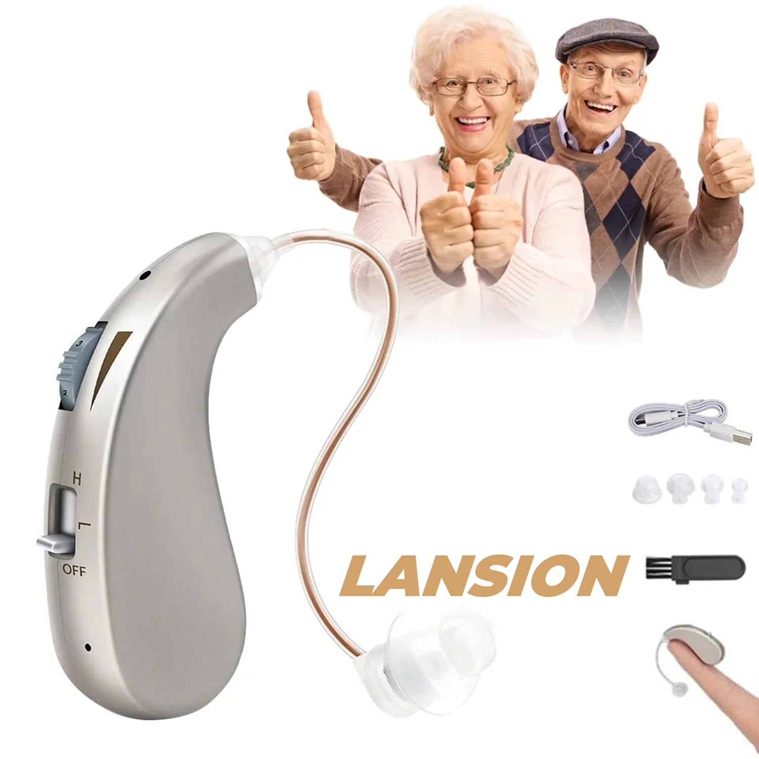 iadr Rechargeable Behind The Ear Hearing Aid, Hearing Aid for Seniors ...