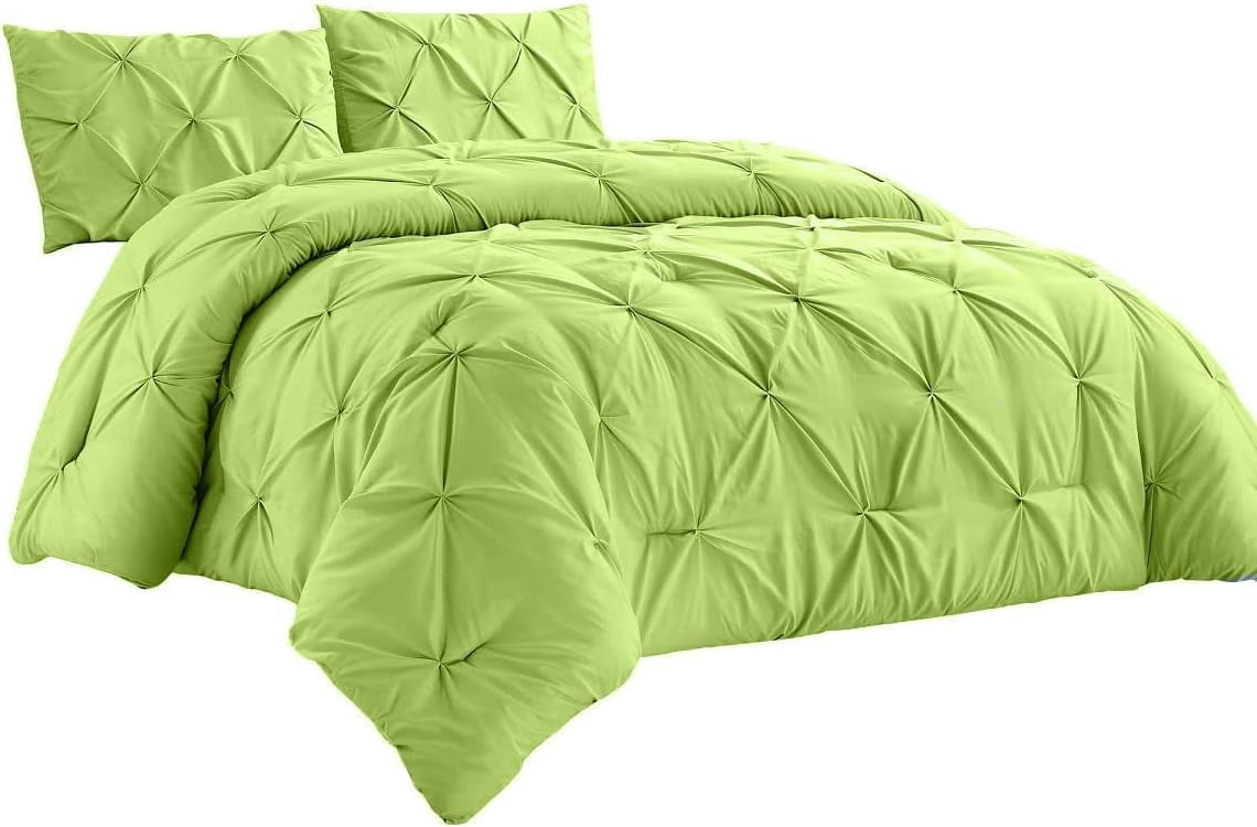 iagdu 3 PC Pinch Pleated Comforter Set-100% Organic Cotton-Extra Long ...