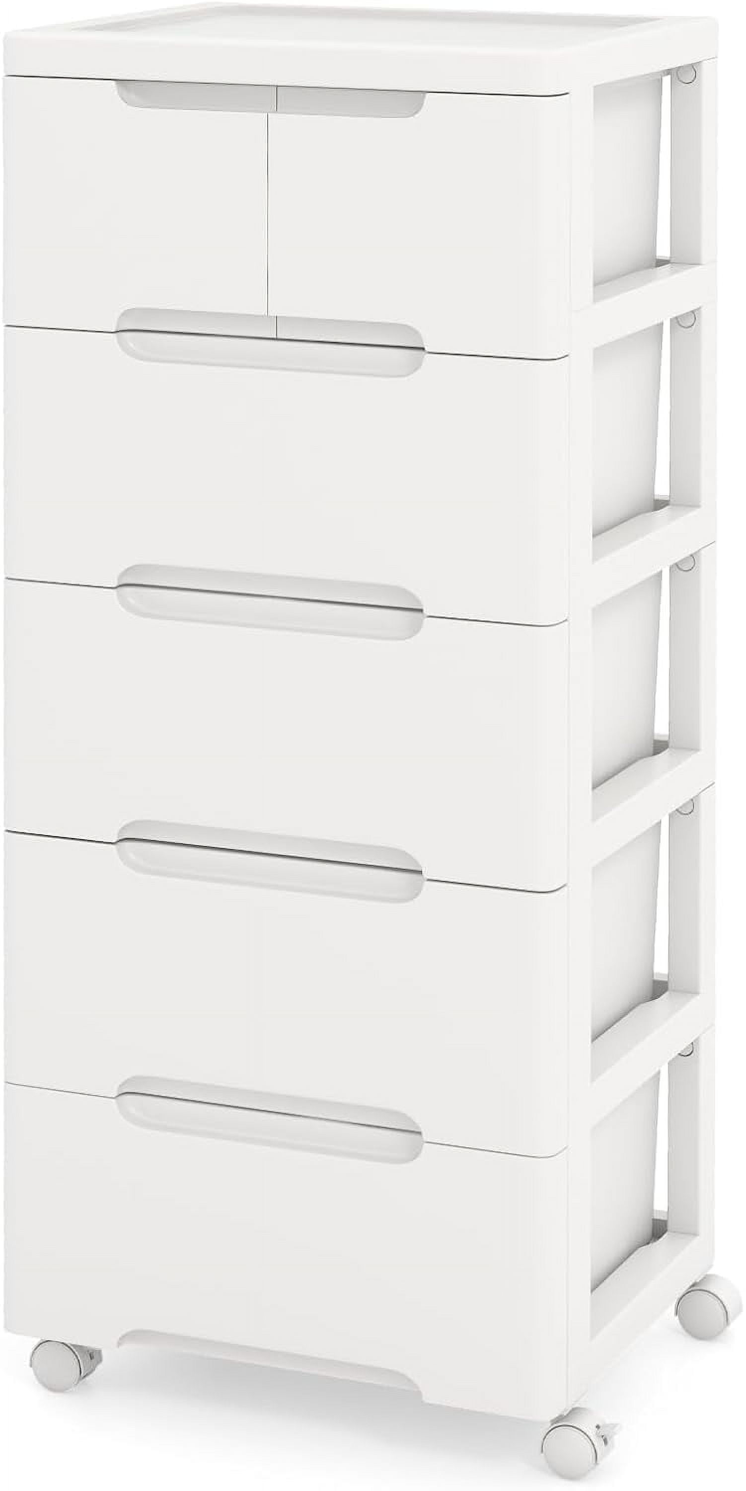 iagdu 6-Drawer Plastic Rolling Storage Cart Mobile Storage Cabinet with ...