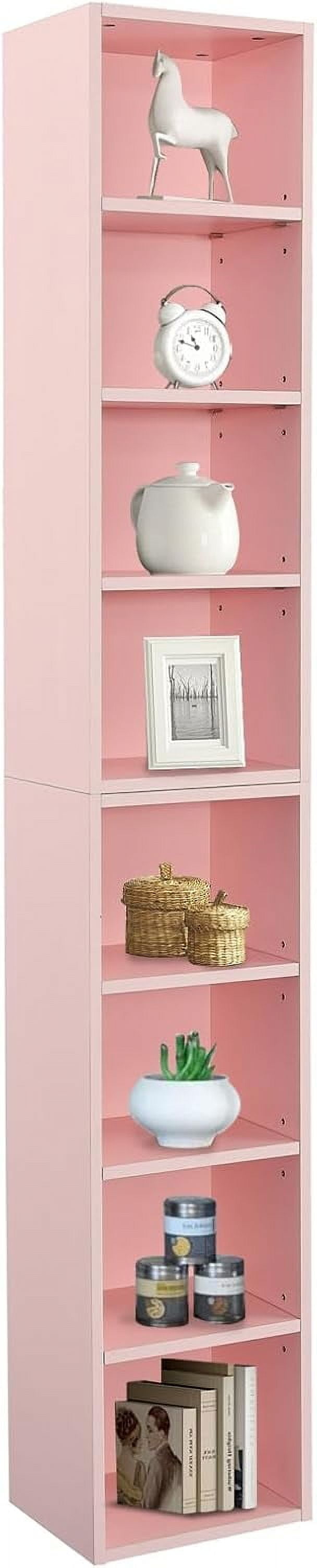 iagdu 8-Tier Tall Narrow Bookcase Versatile Detachable Bookshelf with ...