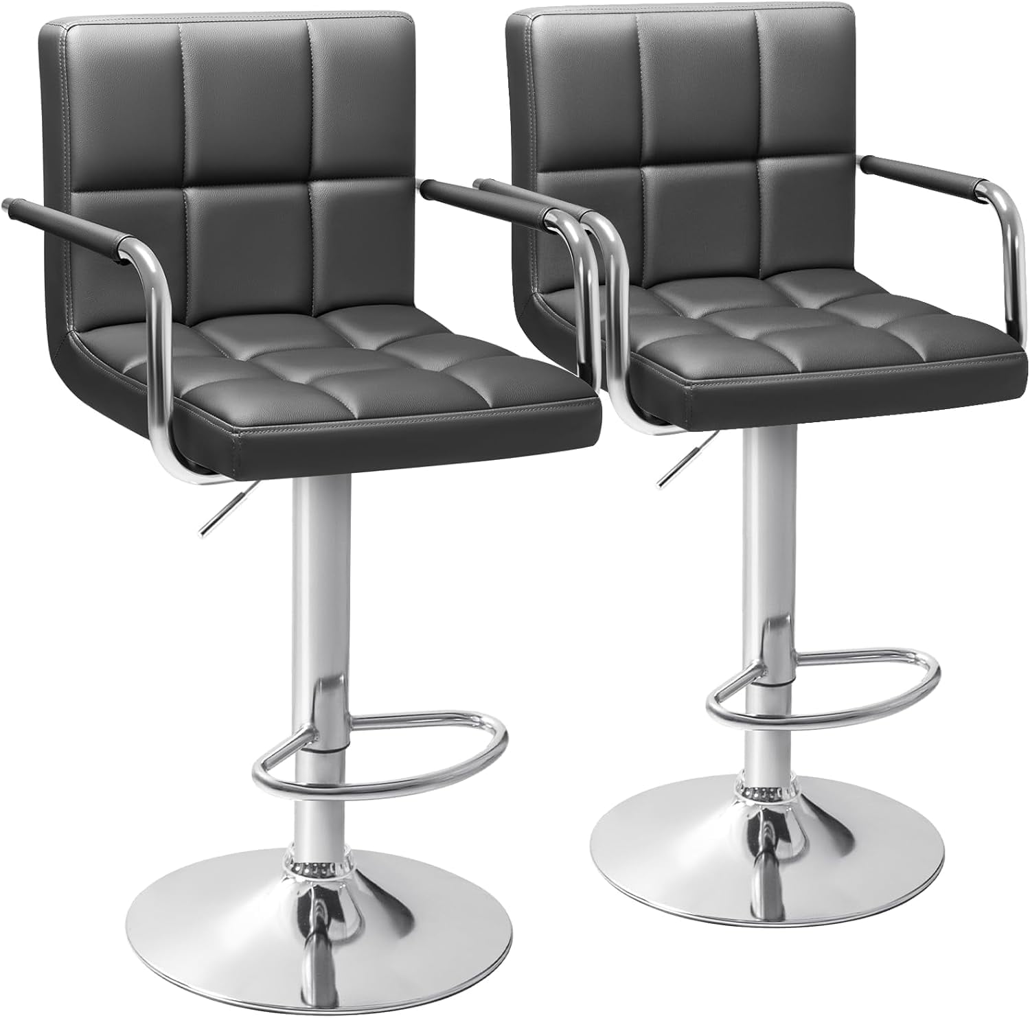 iagdu Bar Stools Modern PU Leather Adjustable Swivel Barstools Armless ...