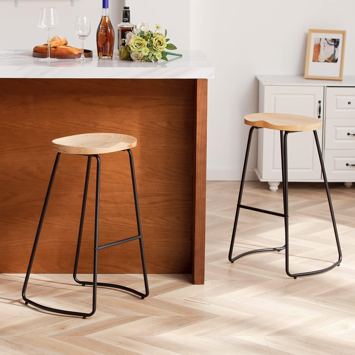 iagdu Counter Height Bar Stools Solid Wood Bar Stool for Kitchen Island ...