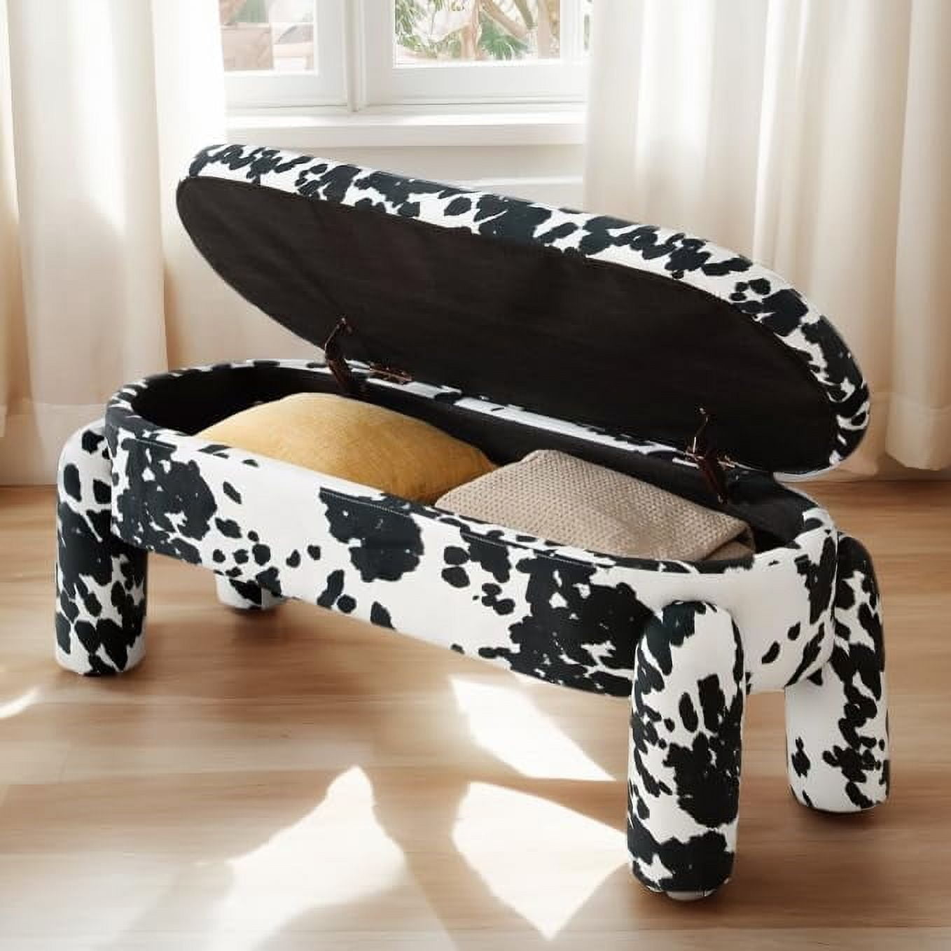 iagdu Cute Velvet Storage Bench Upholstered 45" Wide Entryway Bench ...