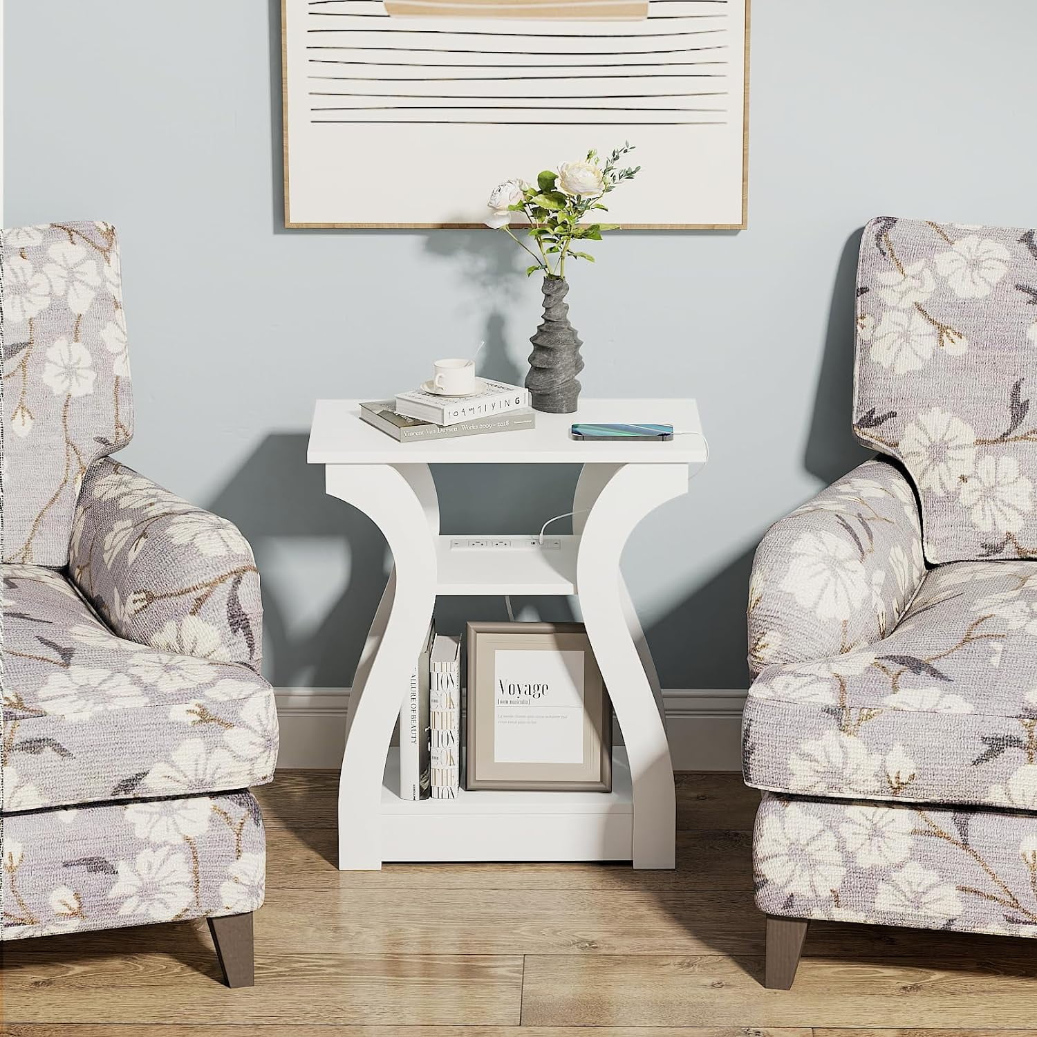 iagdu End Table with Charging Station Side Table with USB Ports and ...