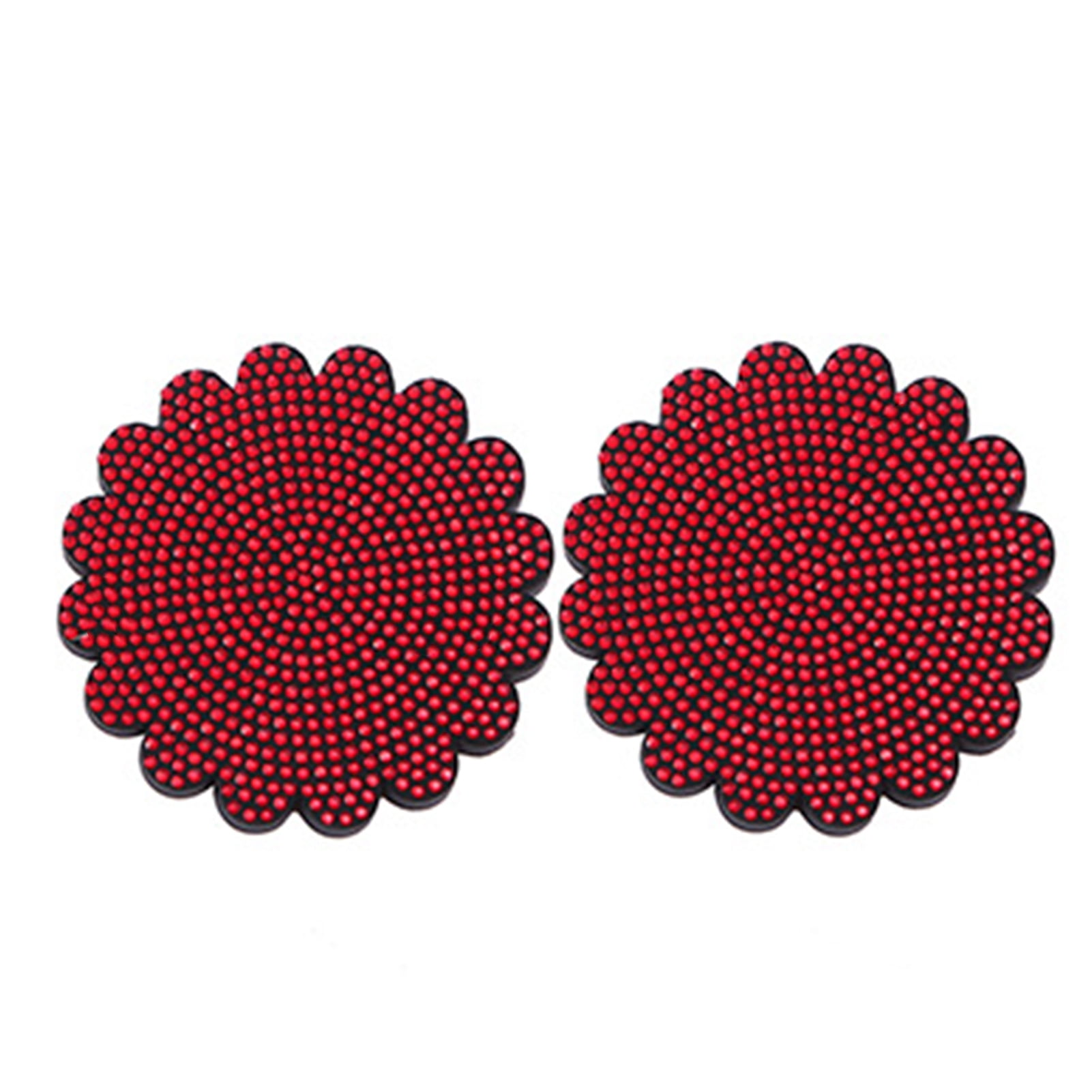 iaksohdu 2Pcs Rhinestone Car Coasters Bling Flower Shape Interior PVC ...