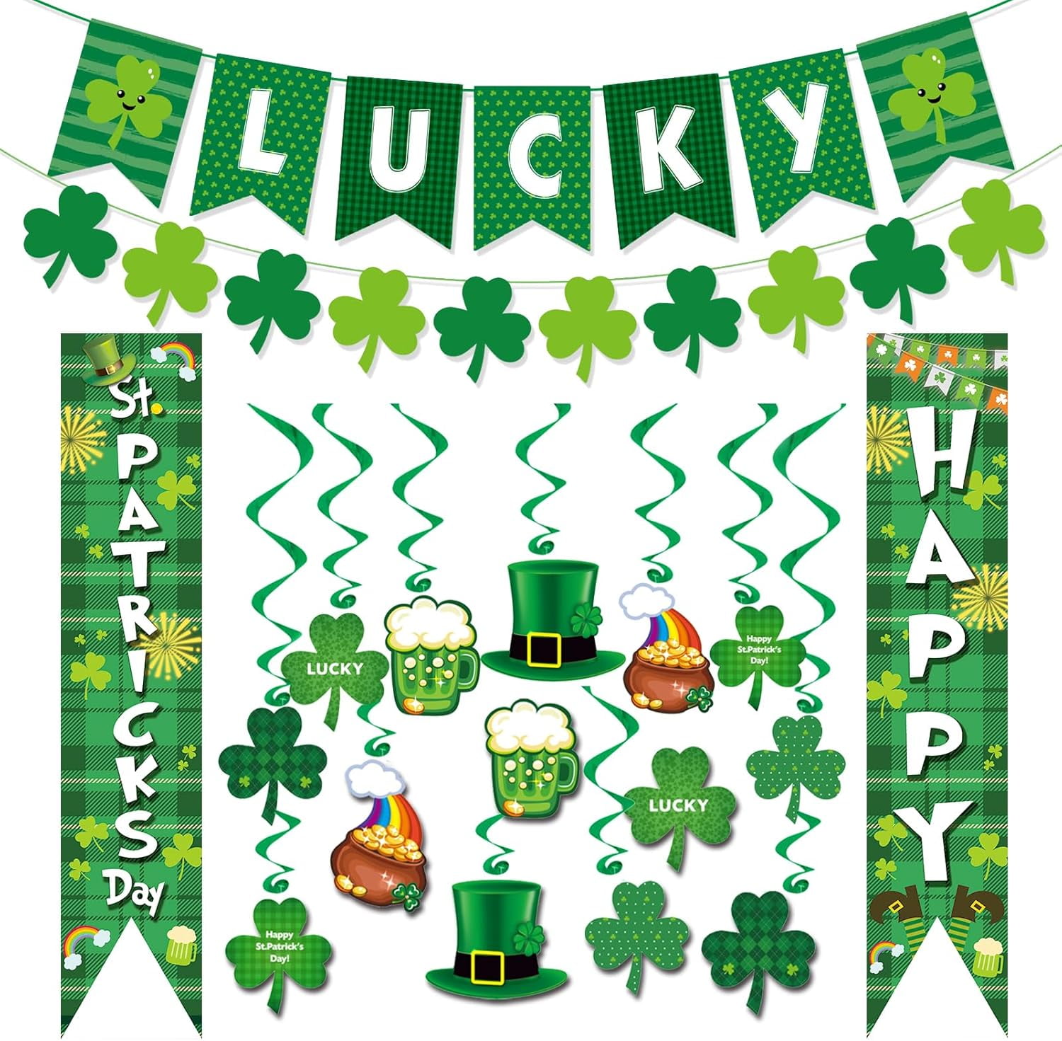 ianthe St Patricks Day Decorations 1 Shamrock LUCKY Banner 14 St ...