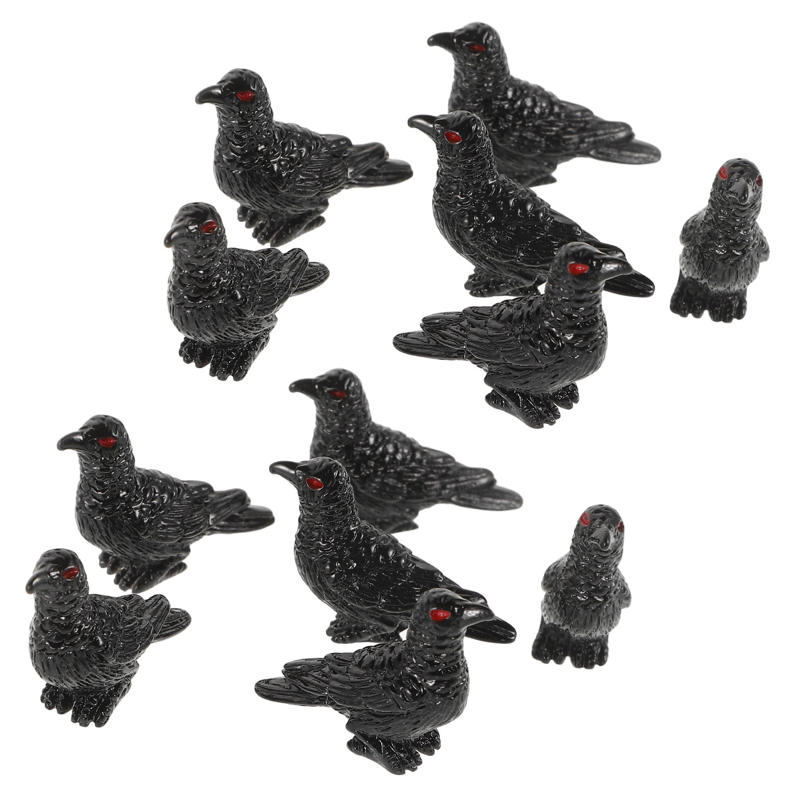 ibasenice 12pcs Mini Bird Ornament Black Miniature Crow Figurine for ...