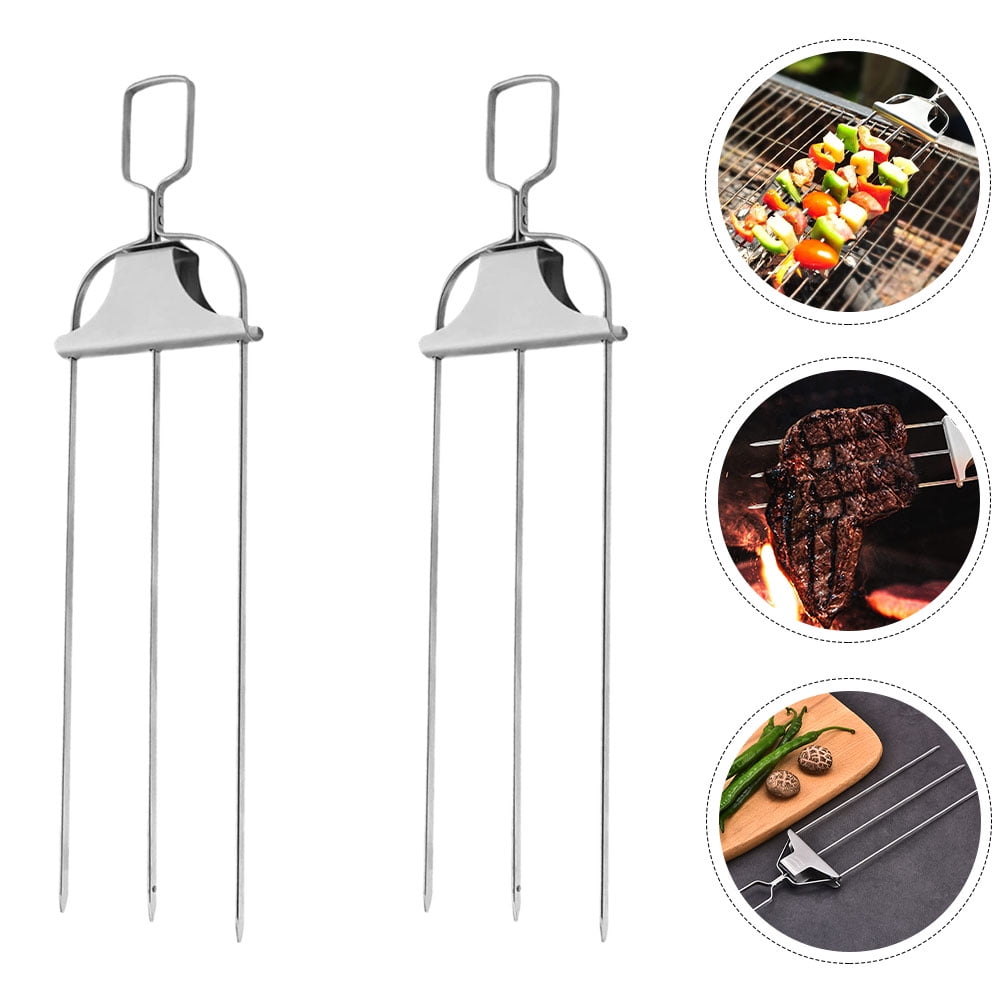 ibasenice 2Pack Rotatable Grill Fork BBQ Skewers for Outdoor Lovers ...