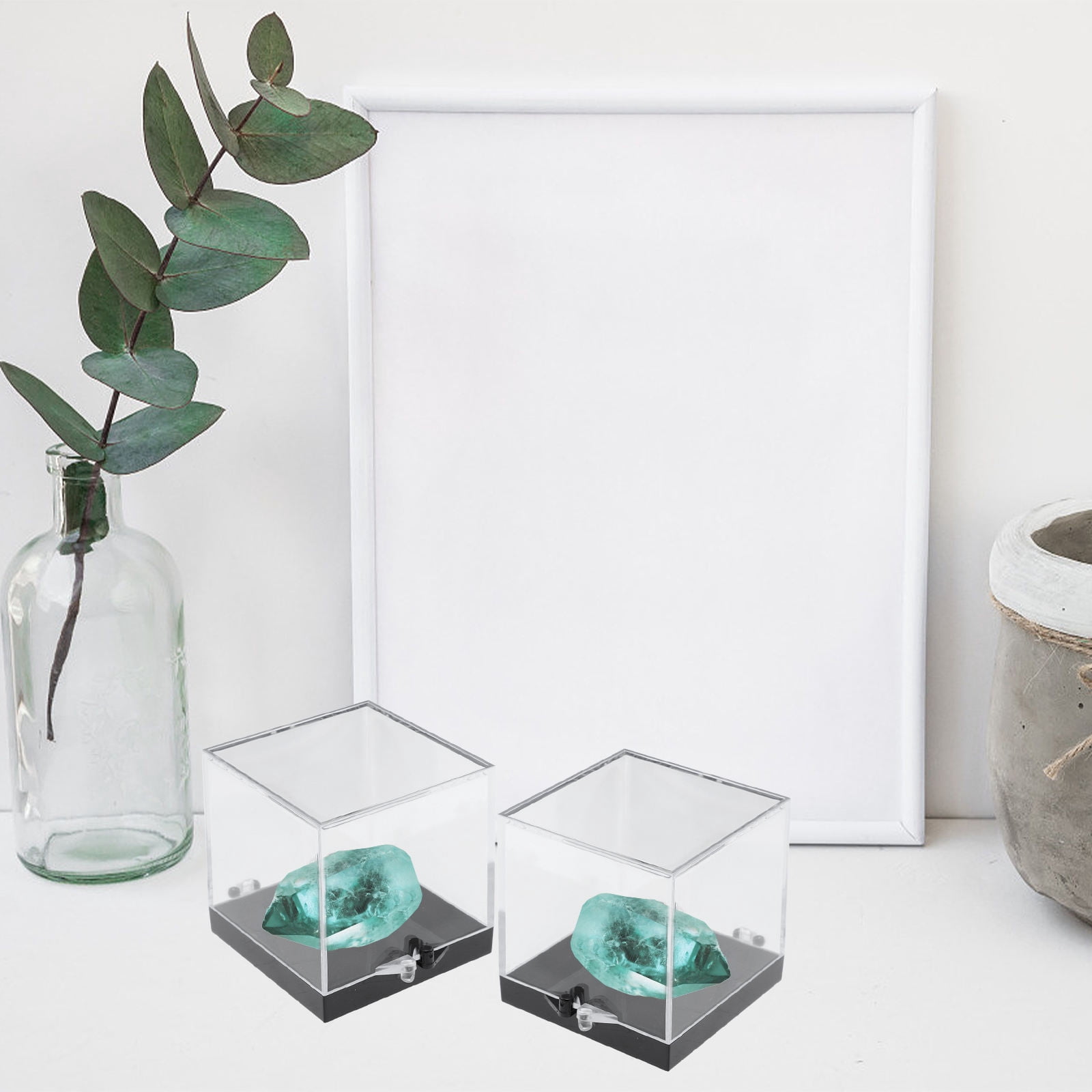 ibasenice 8Pcs Practical Mineral Specimen Display Case Clear Plastic ...