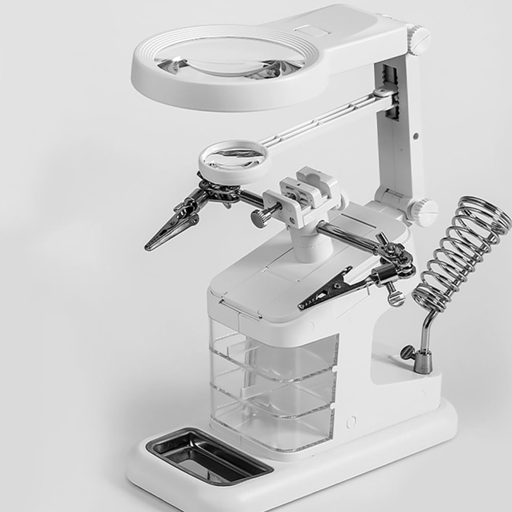 ibasenice Magnifying Glass Stand ABS LED Light Magnifier Station 1Pack ...