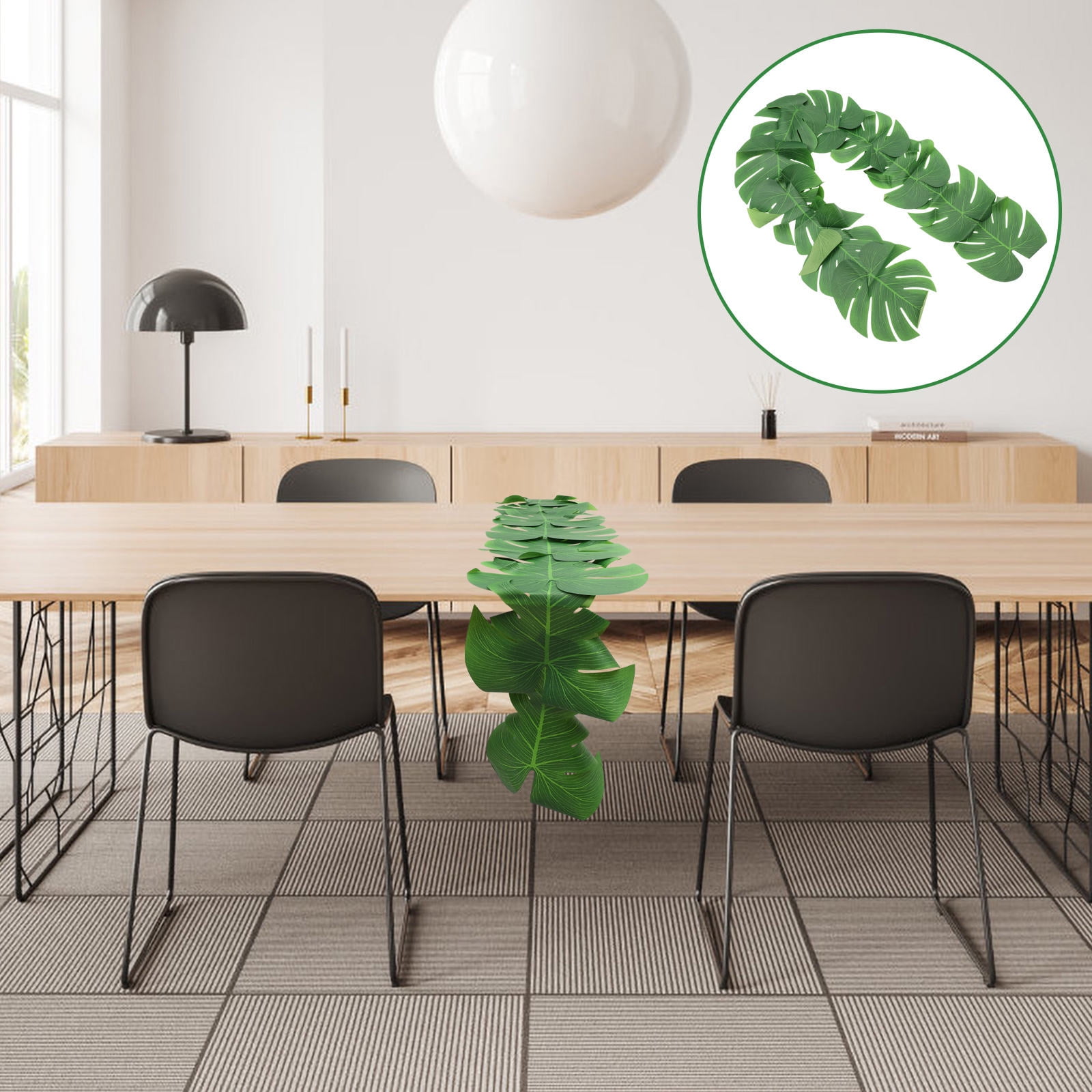 ibasenice Palm Leaves Table Runners Green Silk Cloth Decoration For ...