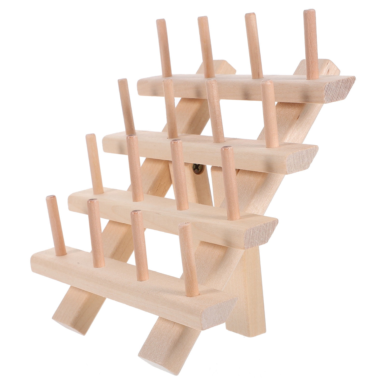 ibasenice Spool Organizer Wood Storage Rack for Sewing Artisans Beige ...
