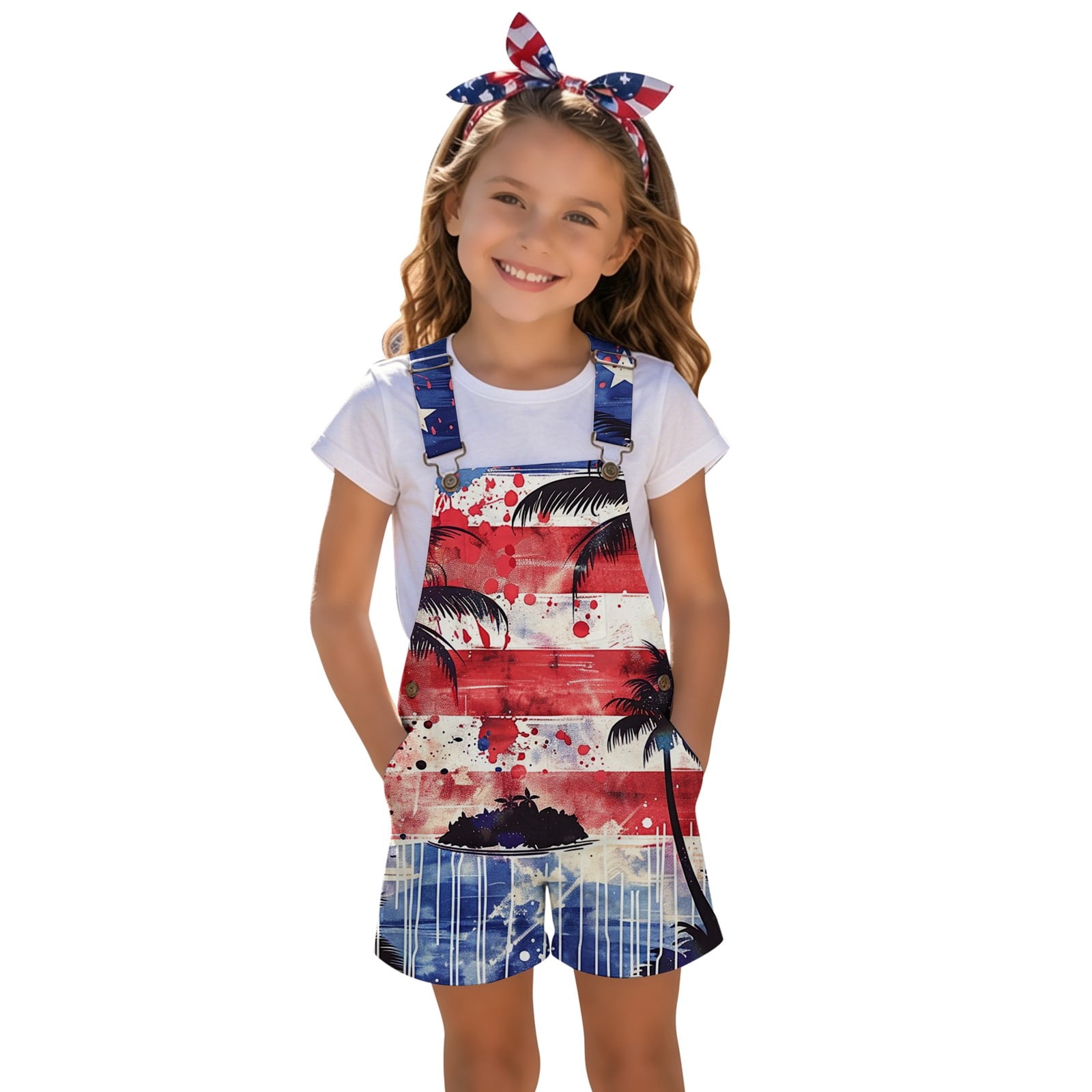 ibiyuan 4th Fourth Of July Baby Girl Boy Outfit American Flag Overalls ...