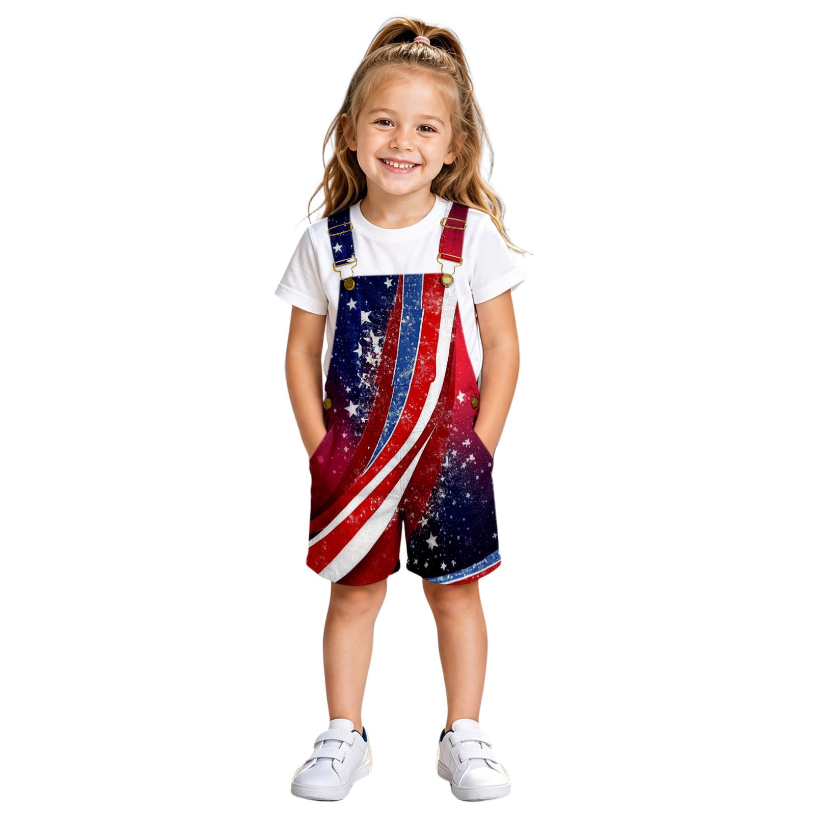 ibiyuan Baby Boy Girl 4th Of July Outfit USA Flag Denim Overalls ...