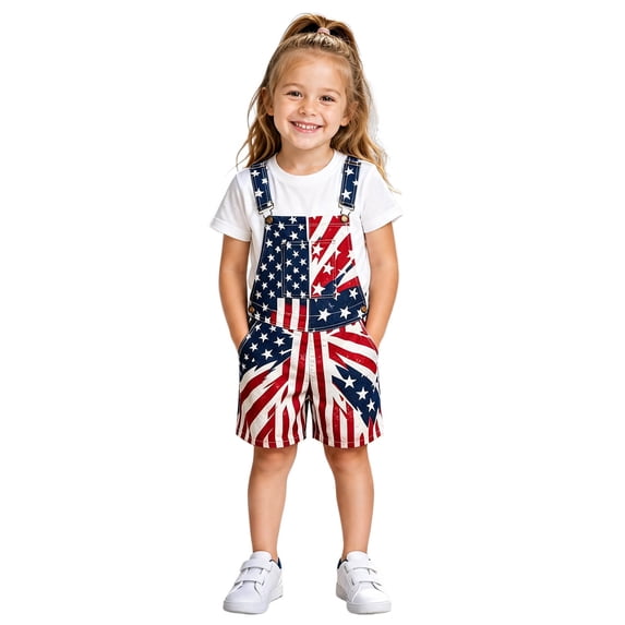ibiyuan Baby Girls Boys 4th of July American Flag Overalls Romper Bib ...