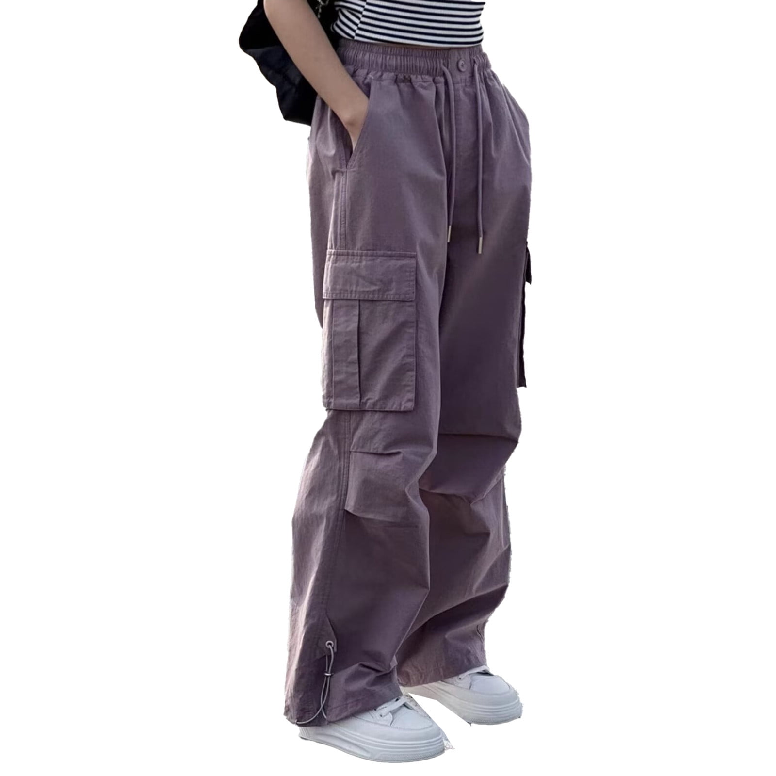 ibiyuan Boys Cargo Pants Elastic Waist Joggers Pants Girls Girls Wide ...