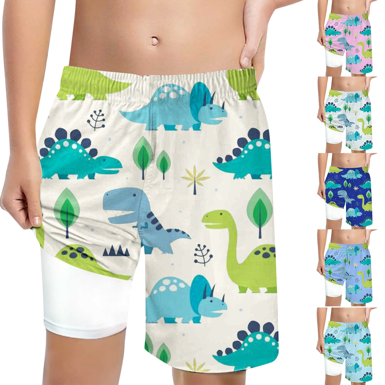 ibiyuan Boys Swim Trunks Size 8 with Mesh Lining Bathing Suit 2 In 1 ...