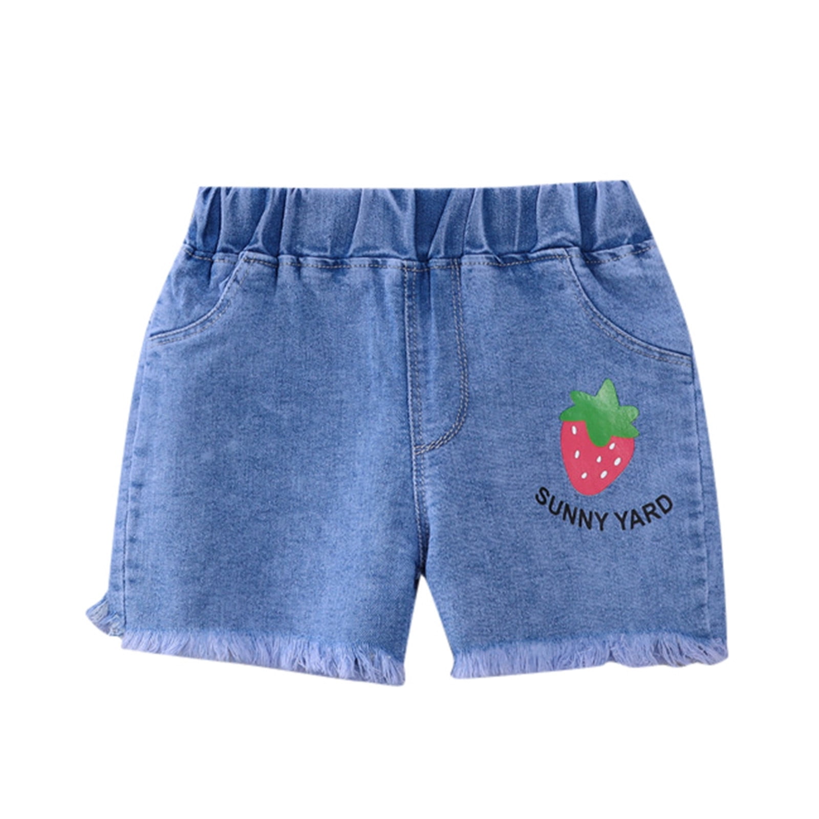 ibiyuan Girls Bermuda Jean Shorts Preppy Kids Flowy Frayed Raw Hem ...