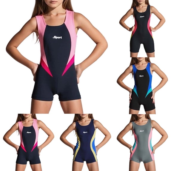 ibiyuan Girls One Piece Swimsuits Adjustable Strap Bathing Suits Teen ...