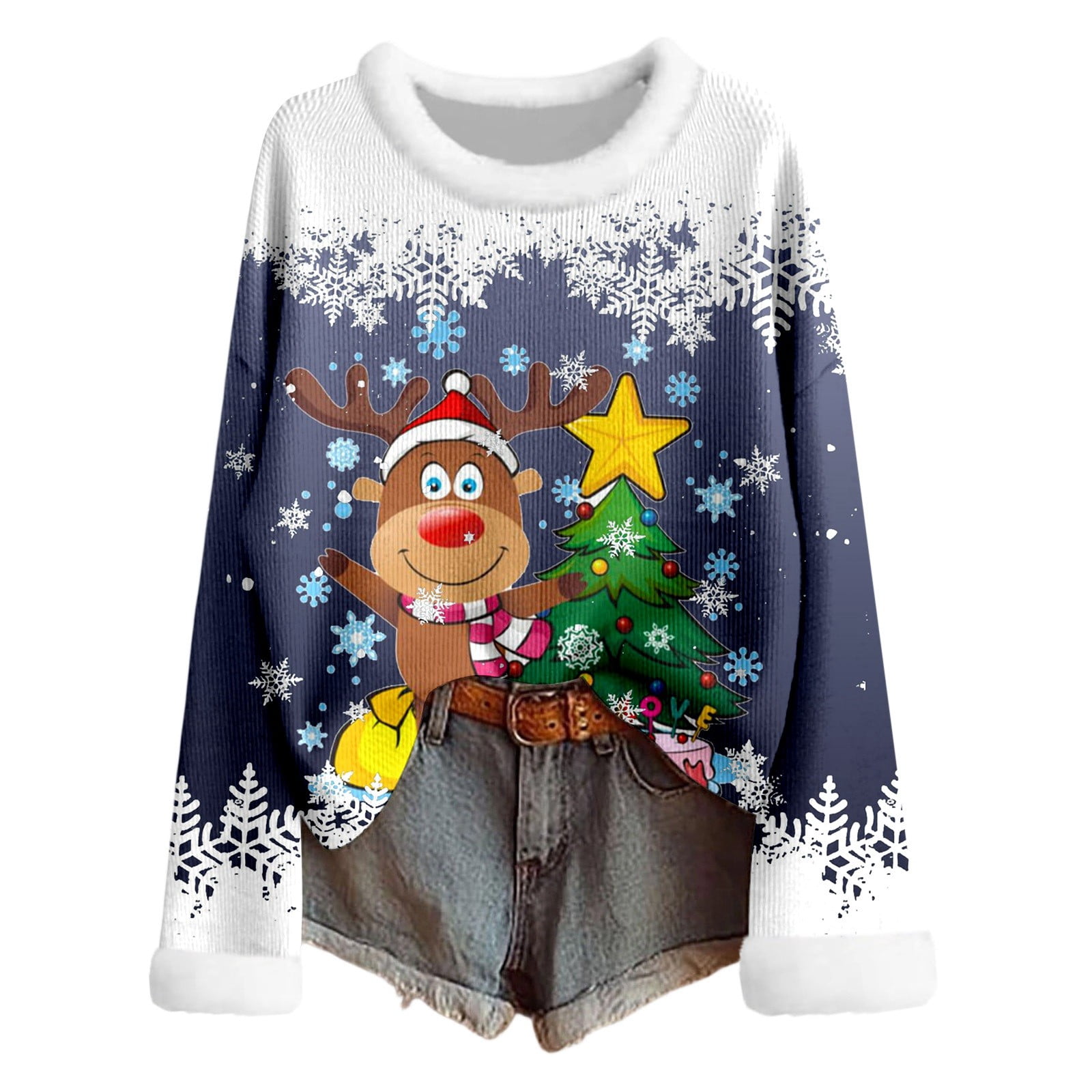 ibiyuan Ladies Sweaters Christmas Festive Fair Isle Knit Pullover Cozy ...