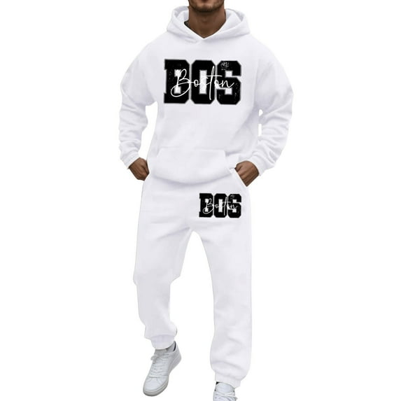 ibiyuan Men Outfits 2 Piece Fashion Autumn Winter Casual Outfits Hoodie ...