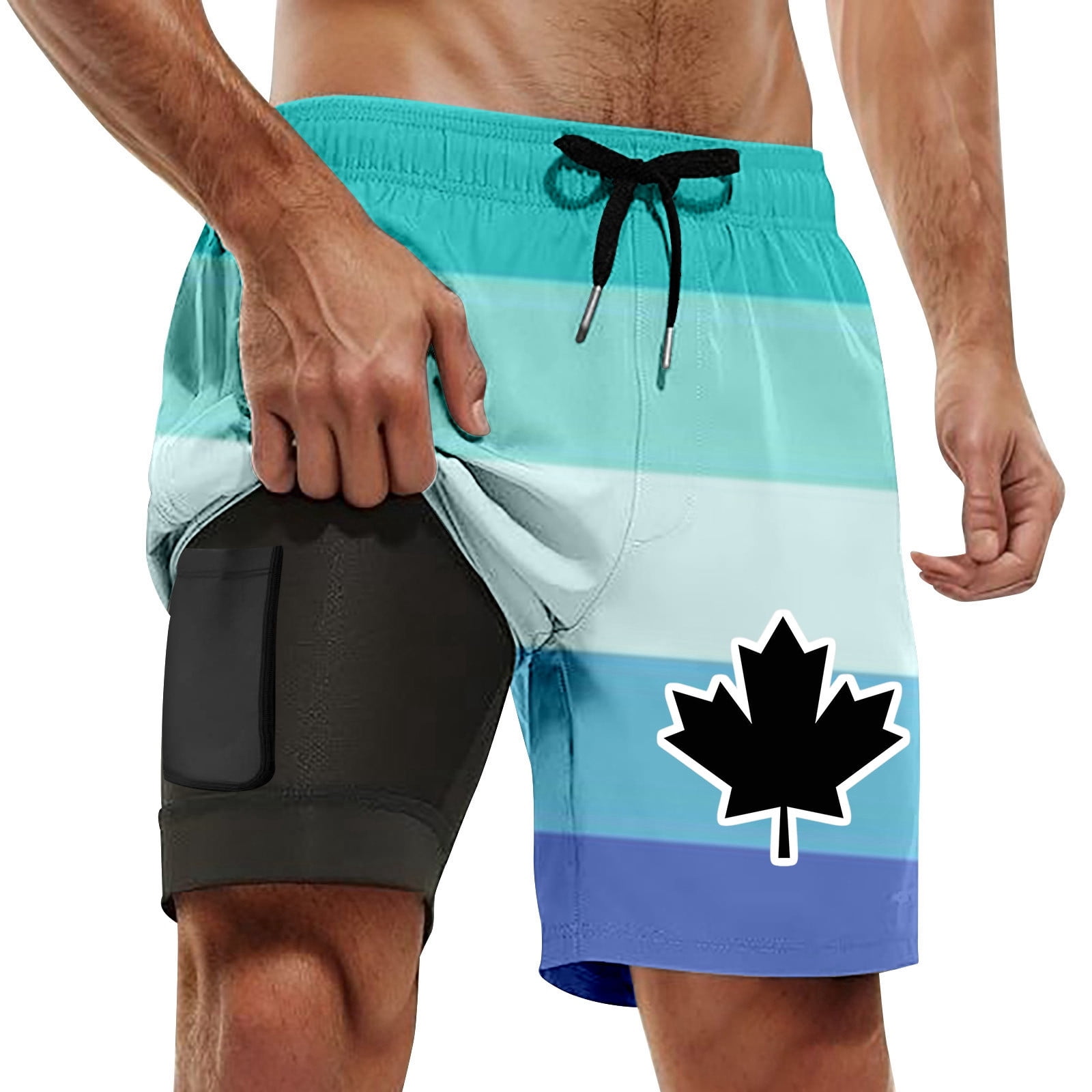 ibiyuan Men Swim Trunks with Compression Boxer Liner Quickdry Bathing ...