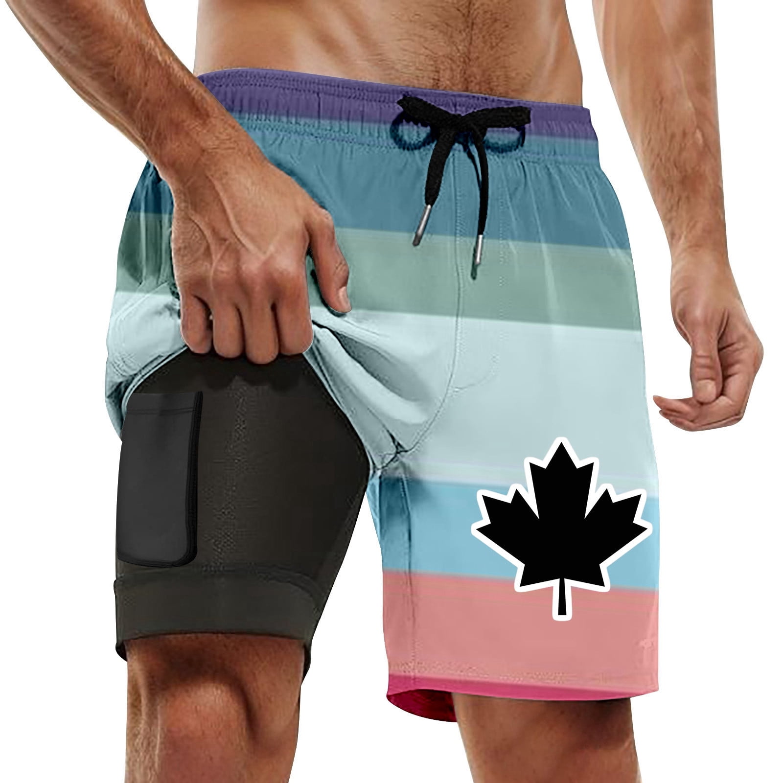 ibiyuan Men Swim Trunks with Mesh Liner Quickdry Bathing Suit ...