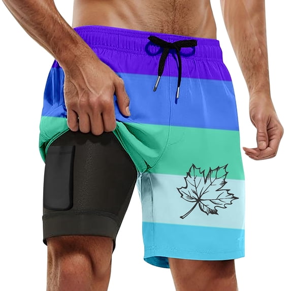 ibiyuan Men's Swim Trunks with Compression Liner Vintage Bathing Suit ...